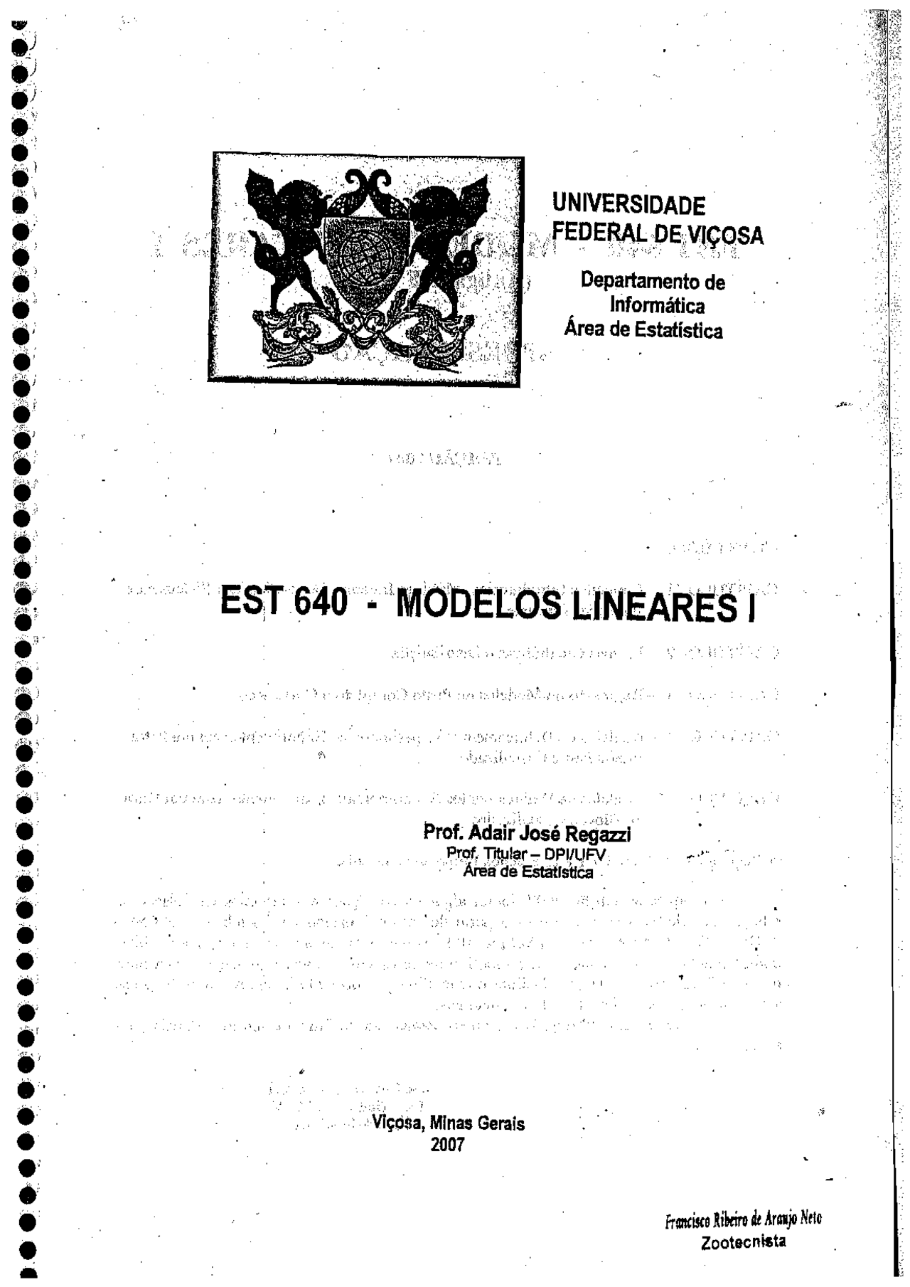 Modelos Lineares 1 - Em estatística, o modelo linear generalizado (MLG) é uma flexível - Docsity