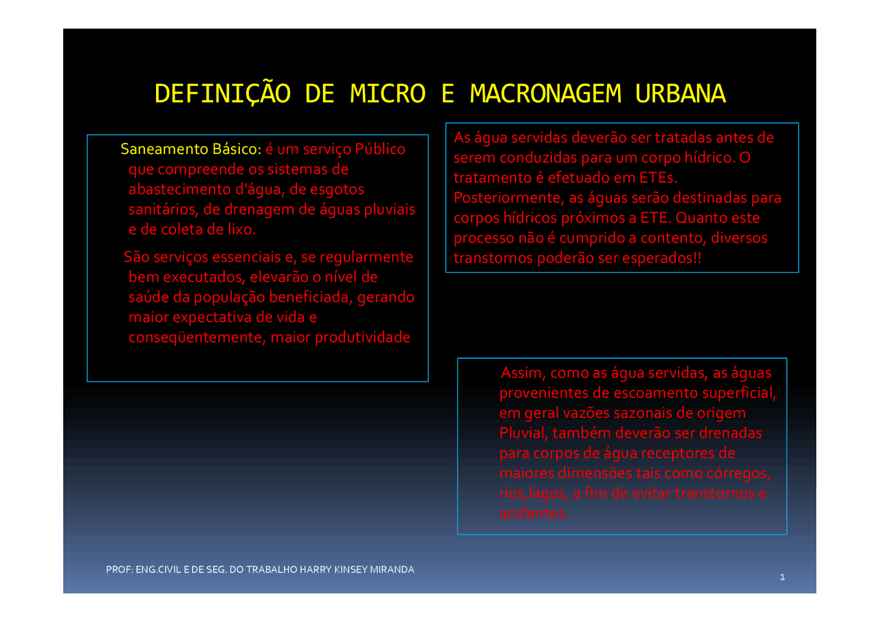 Aula 2 - Definicao de Micro e Macrodrenagem Urbana - DRENAGEM URBANA ...