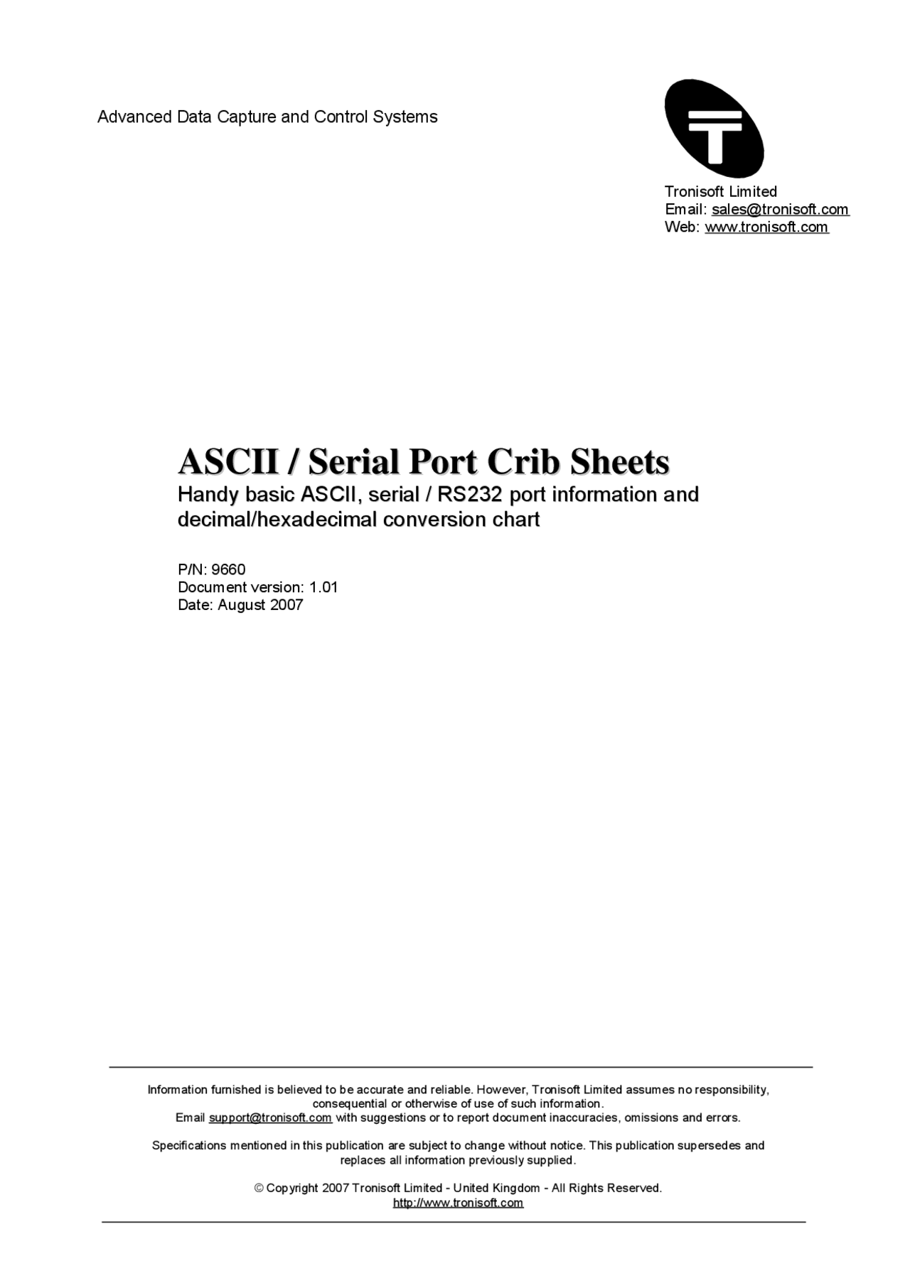 ASCII serial port crib sheets - ASCII / Serial Port Crib Sheets Tabela ...