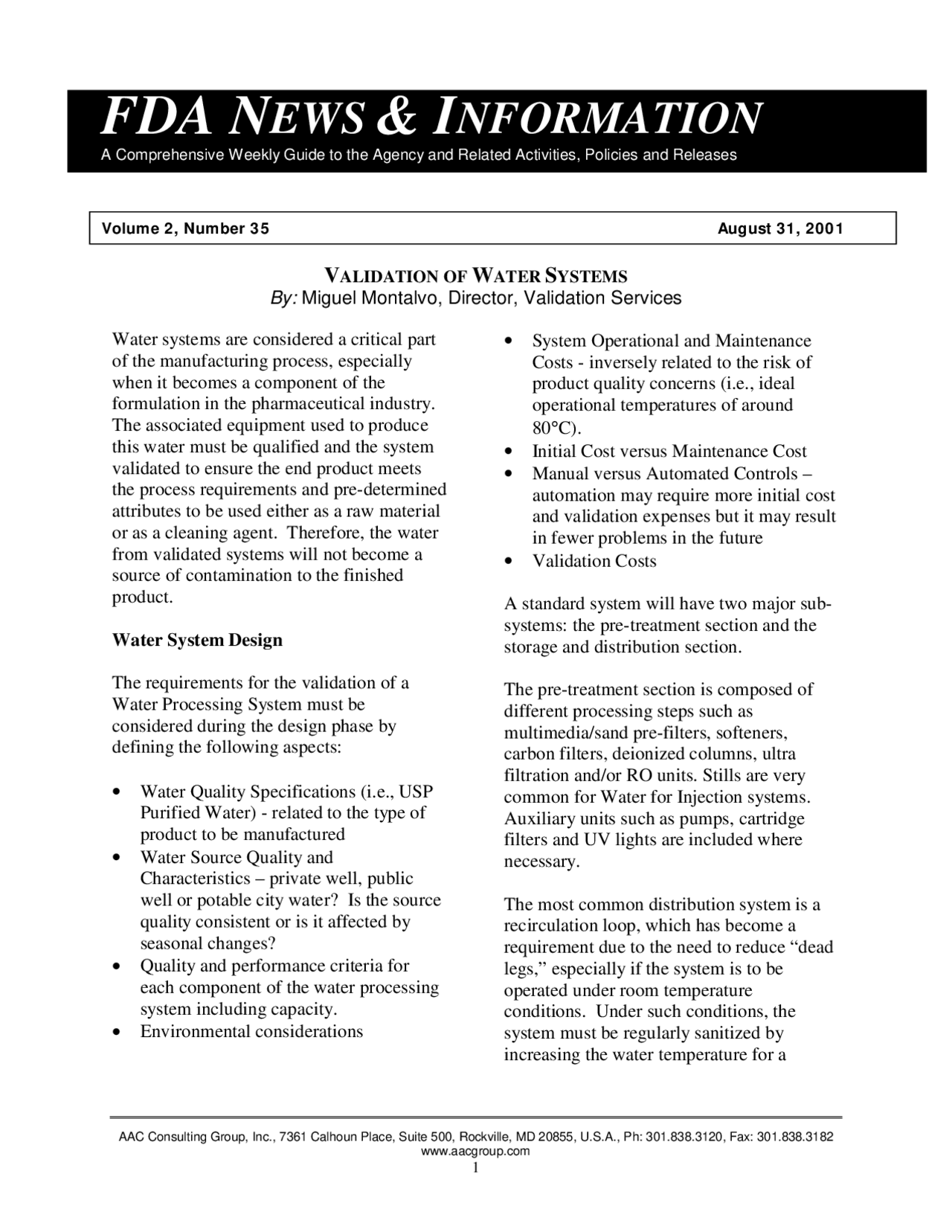 FDA Validation of Water Systems - Documento do FDA sobre Validação de ...