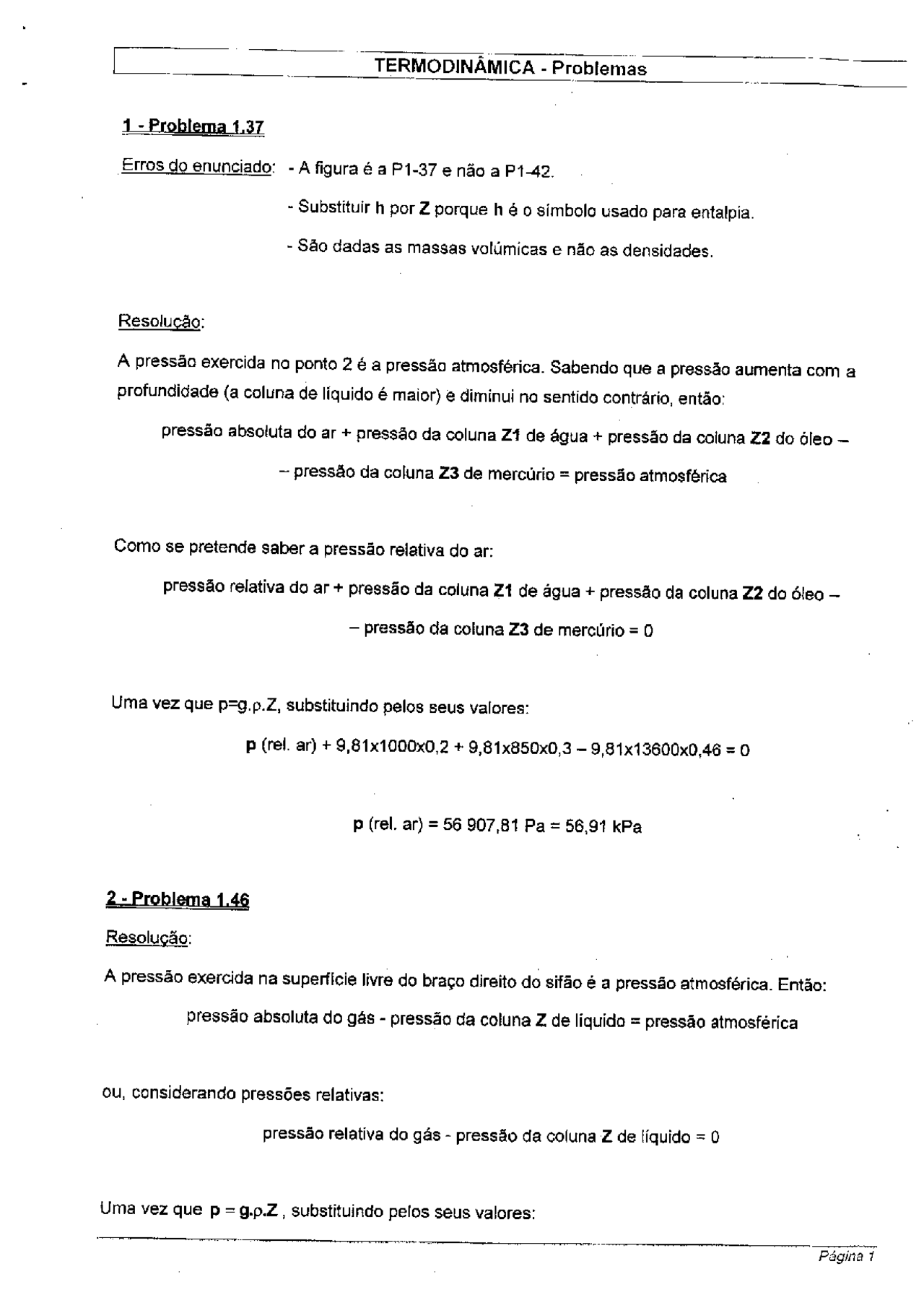 Exercícios Resolvidos Termodinâmica Termodinâmica Docsity