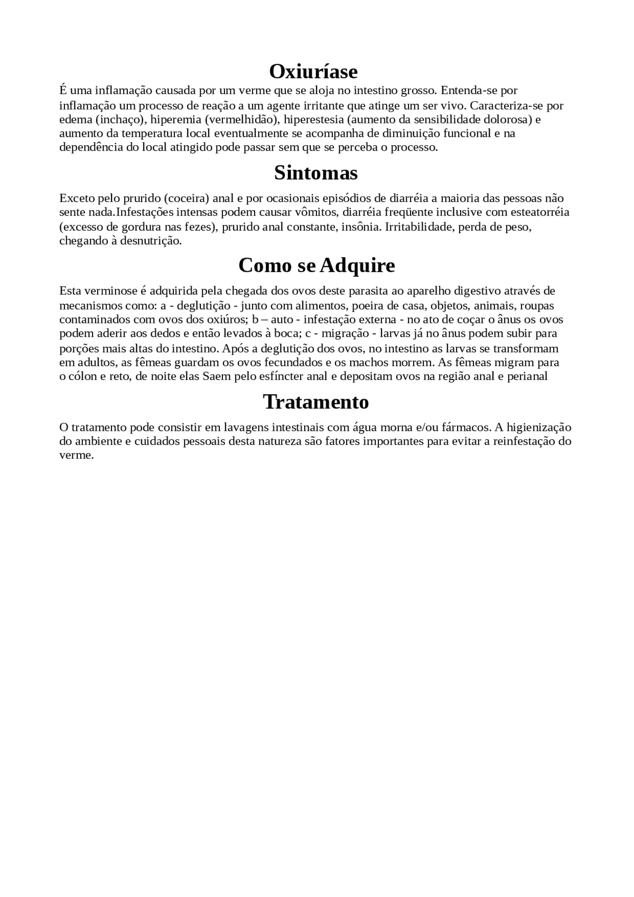 Oxiuríase Sintomas Como se Adquire Tratamento - Oxiúrase - Oxiúrase ...