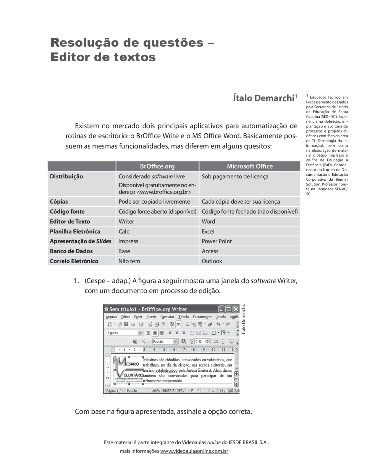 3 Resolução de Questões - Editor de Textos - Resolução de Questões ...