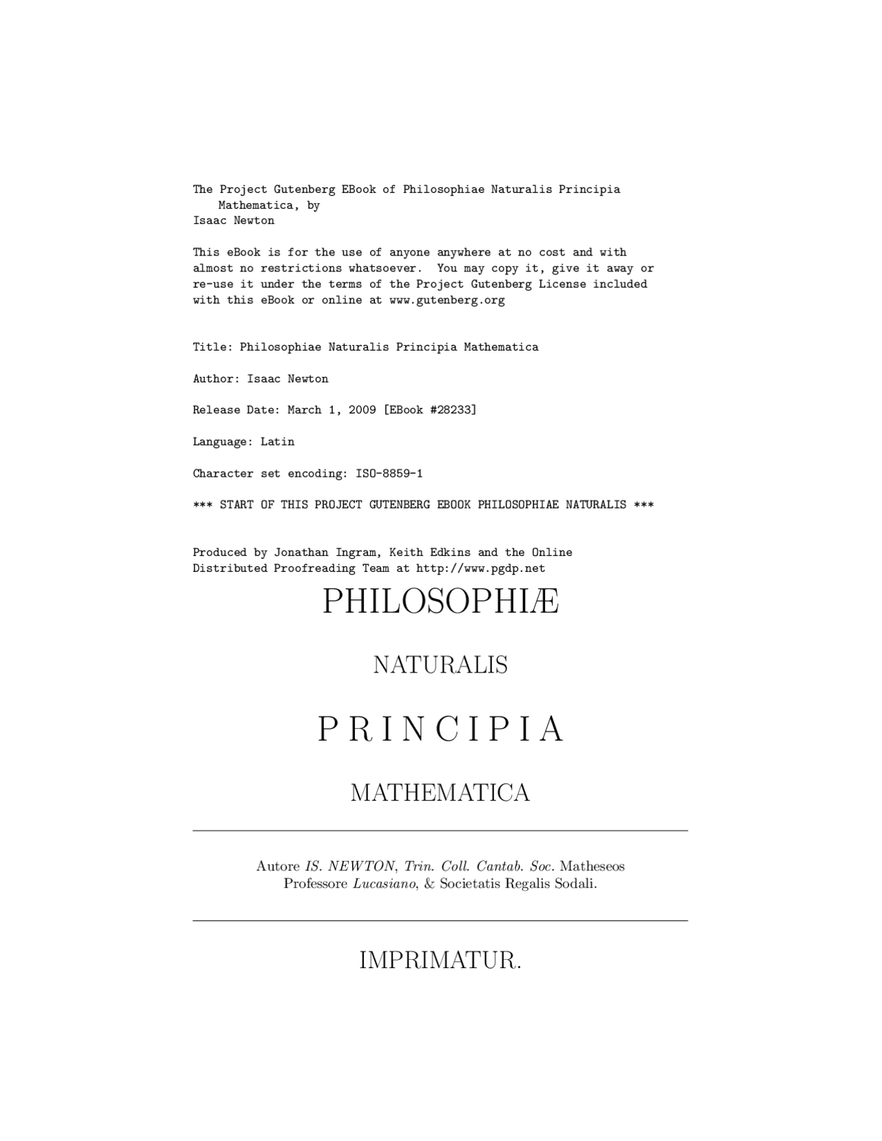 Livro Isaac Newton - PHILOSOPHIÆ NATURALIS PRINCIPIA MATHEMATICA - Docsity