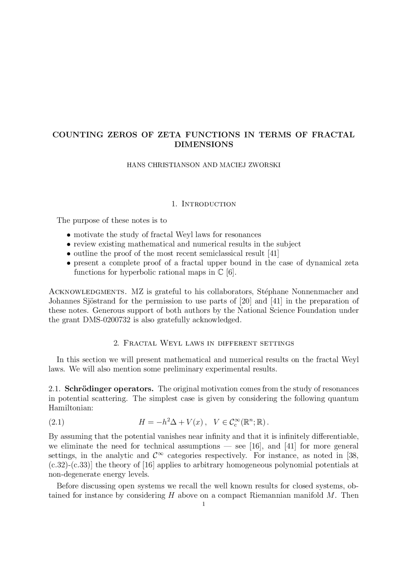 Couting zeros os Zeta functions in terms of fractal dimensions ...