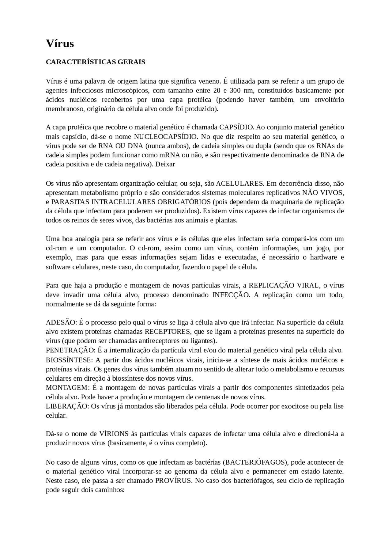 Vírus Texto Vírus Vírus Docsity