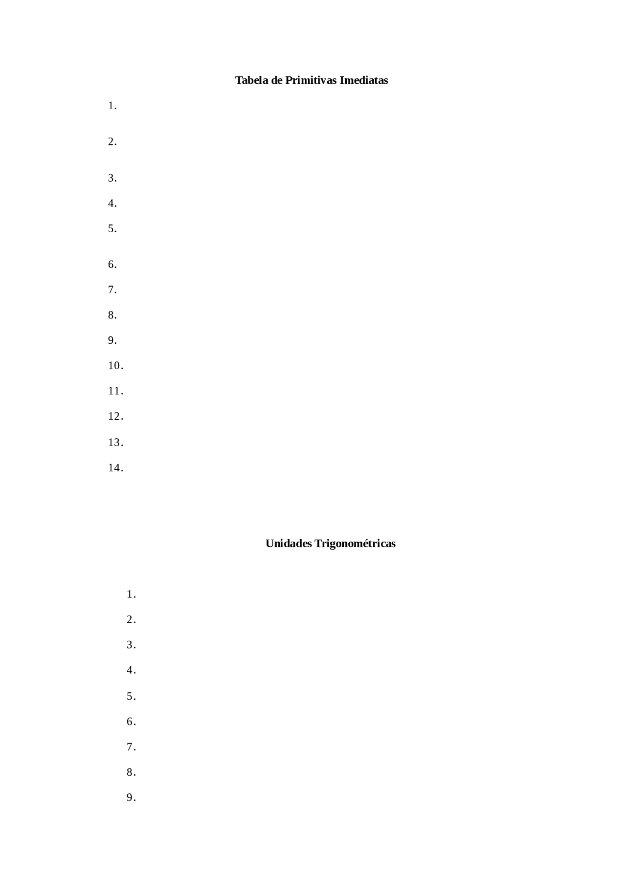 Tabela de Primitivas Imediatas - tabela de primitivas imediatas para ...