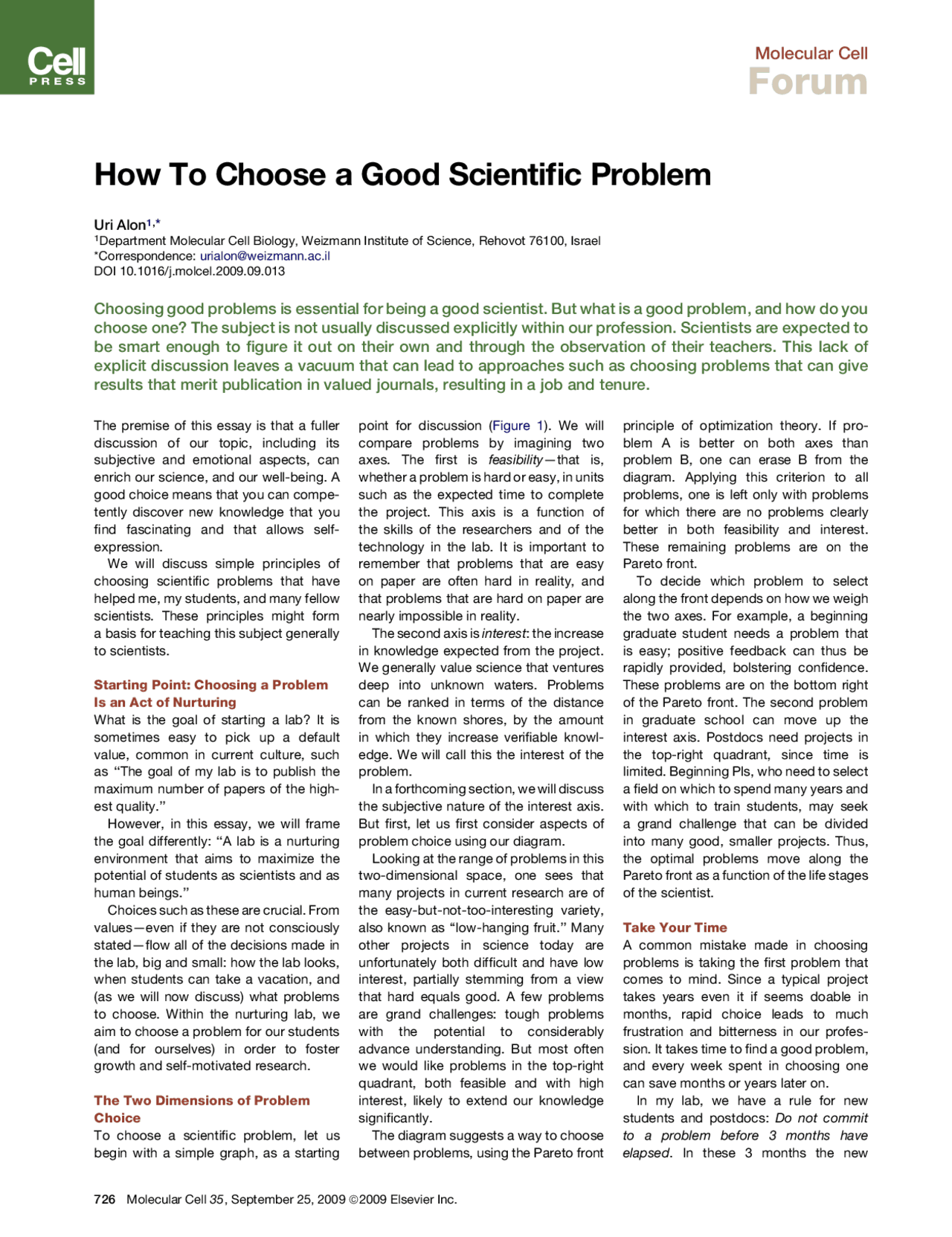 How to choose a good scientific problem - Como escolher um bom problema ...