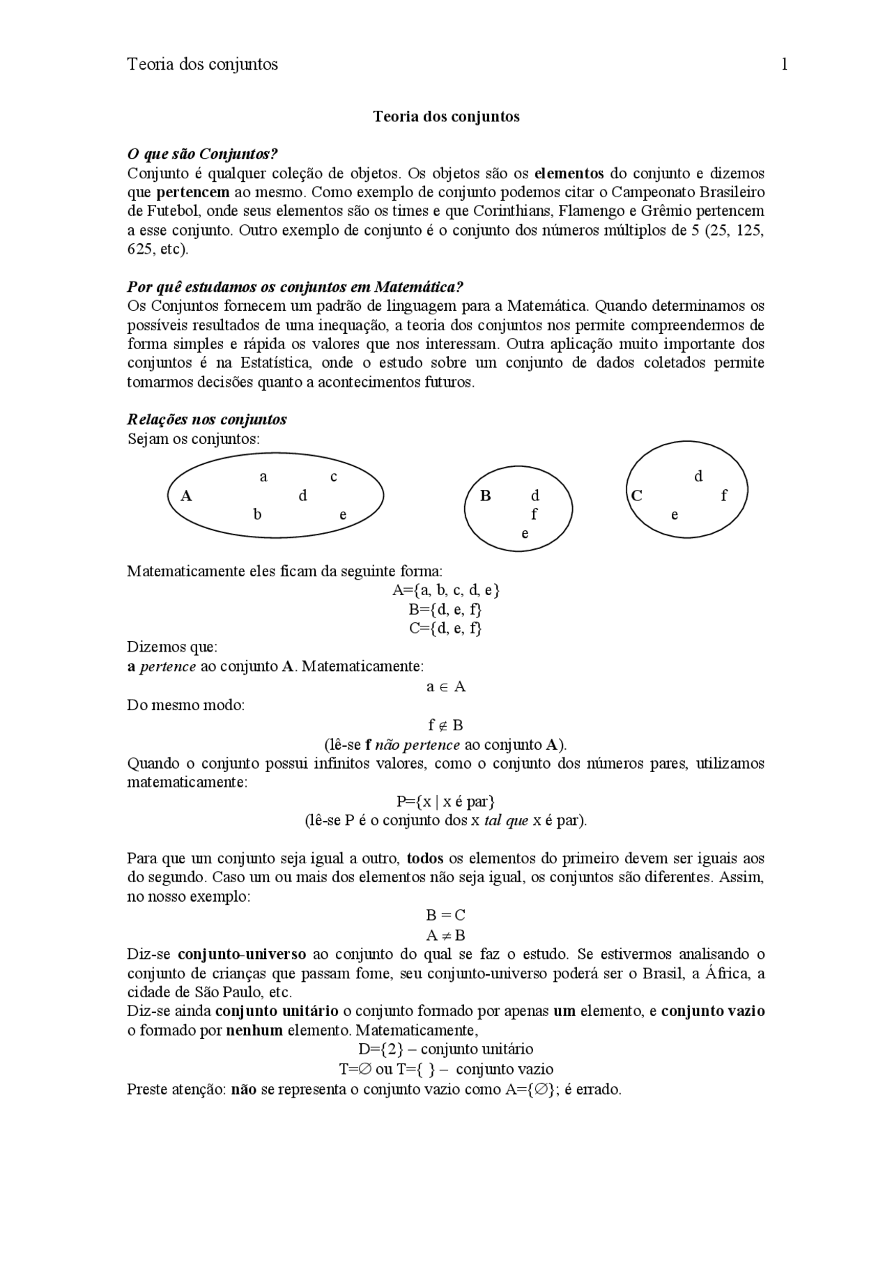 Matemática Apostila Álgebra Teoria Dos Conjuntos Apostila De