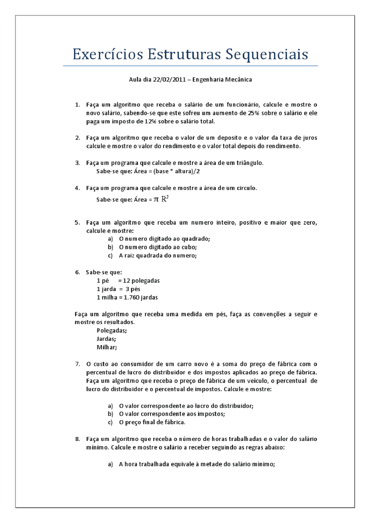 Algoritmos Sistema De Informação Docsity