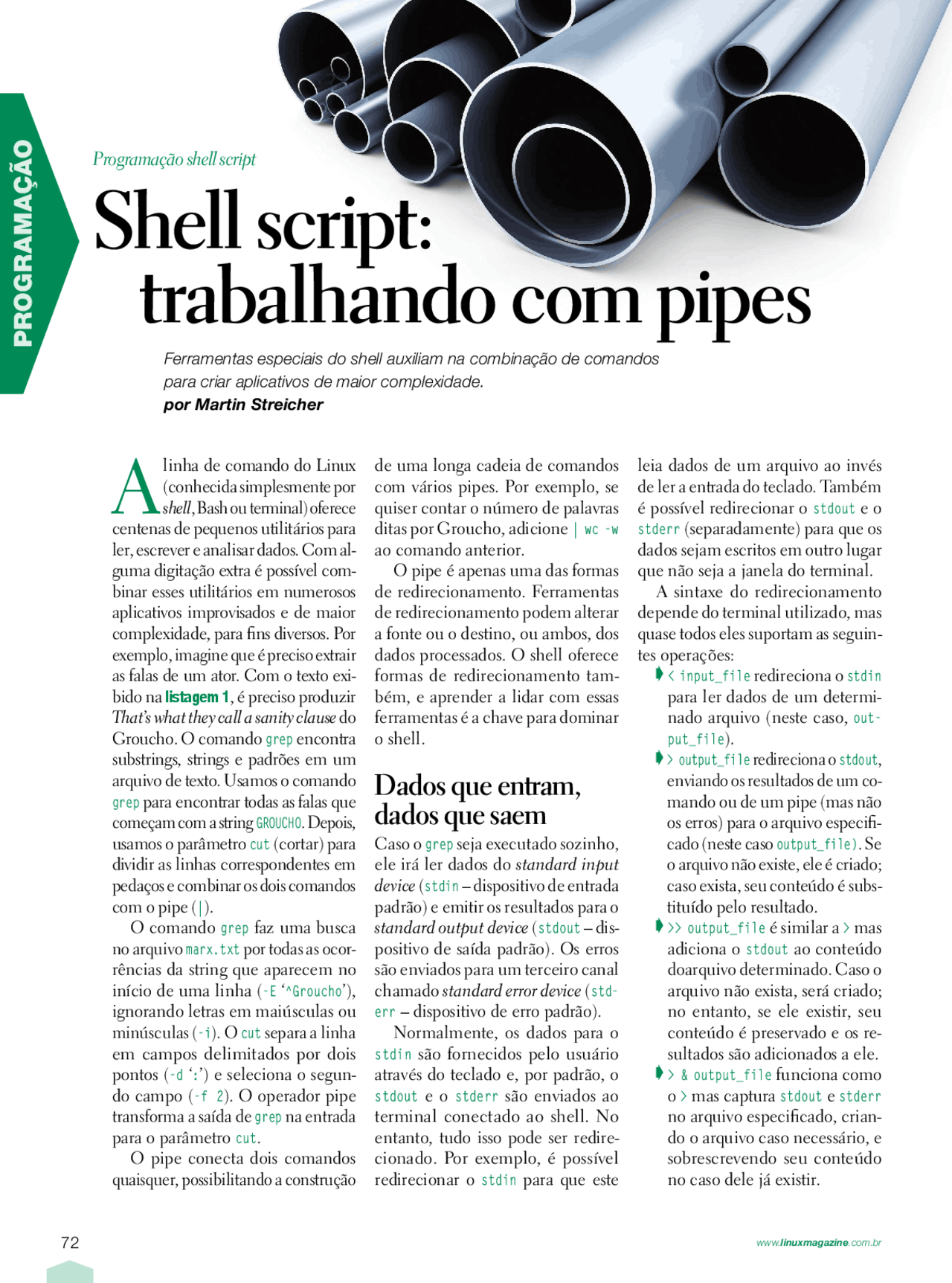 Shell Script Trabalhando Com Pipes Lm 74 Interoperabilidade Por