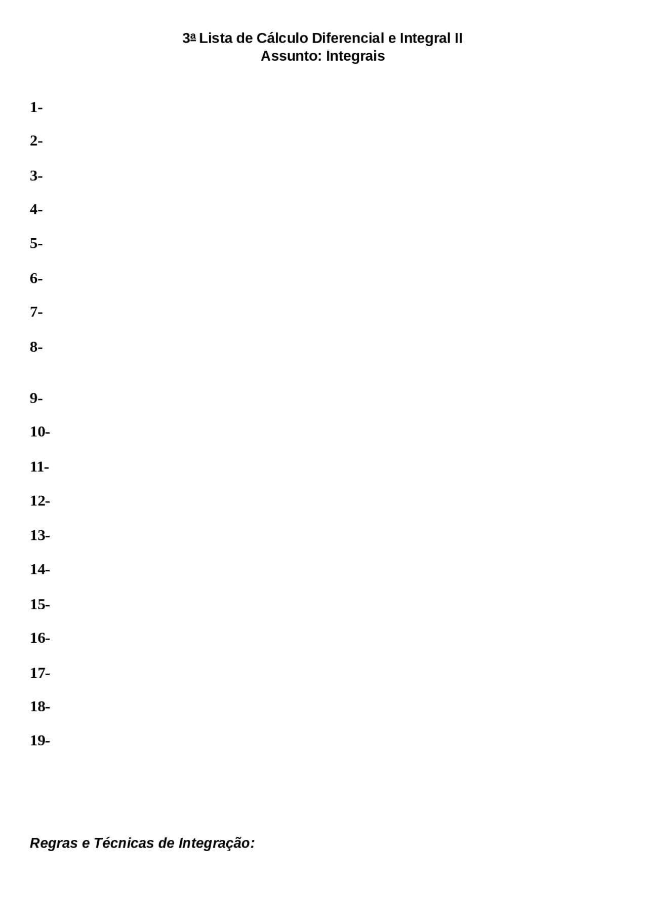 Engenhariaº Semestre 3a Lista De Clculo Diferencial E Integral Ii