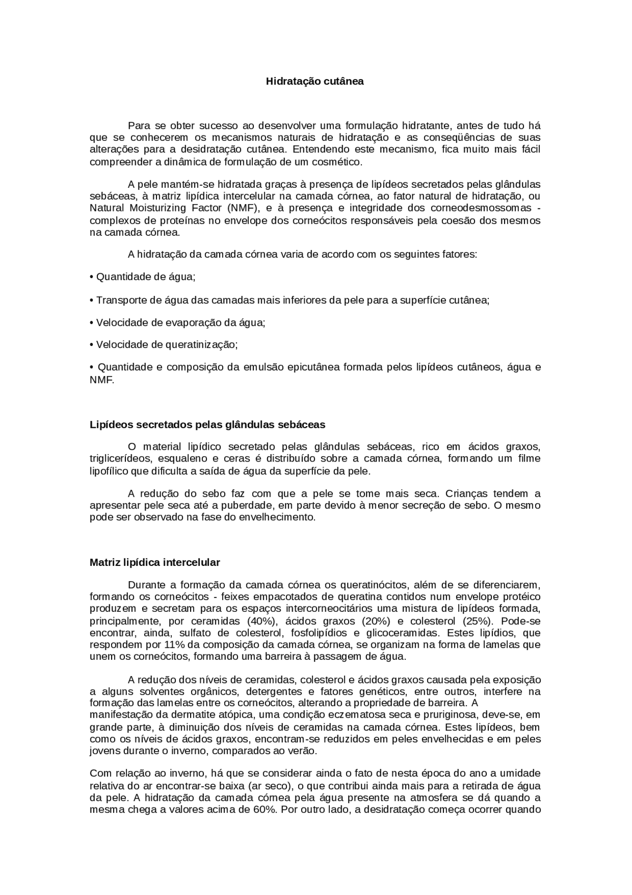 03 Emolientes E Umectantes 1 Farmacotécnica Docsity