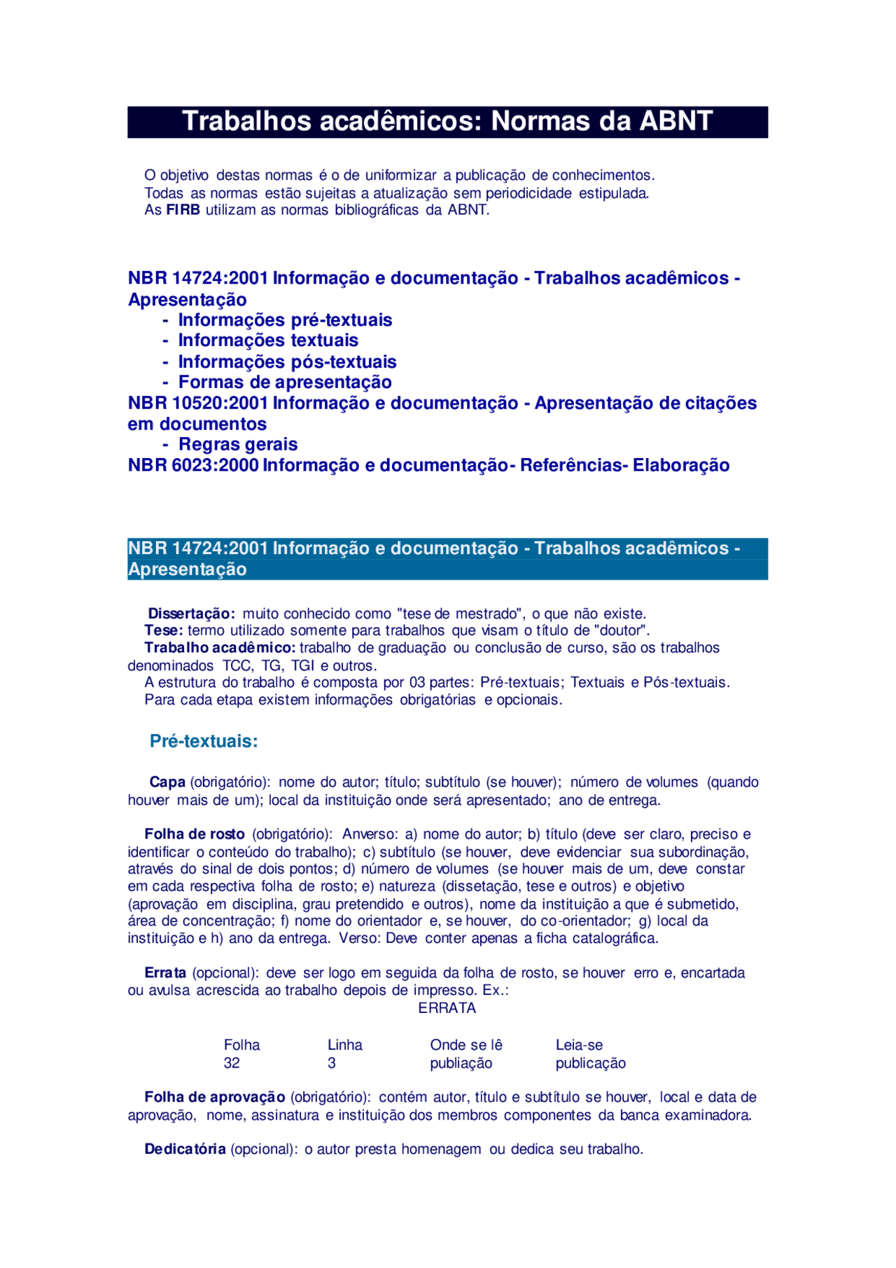 Trabalhos acadêmicos- abnt-resumo - Pequeno resumo das normas da ABNT ...