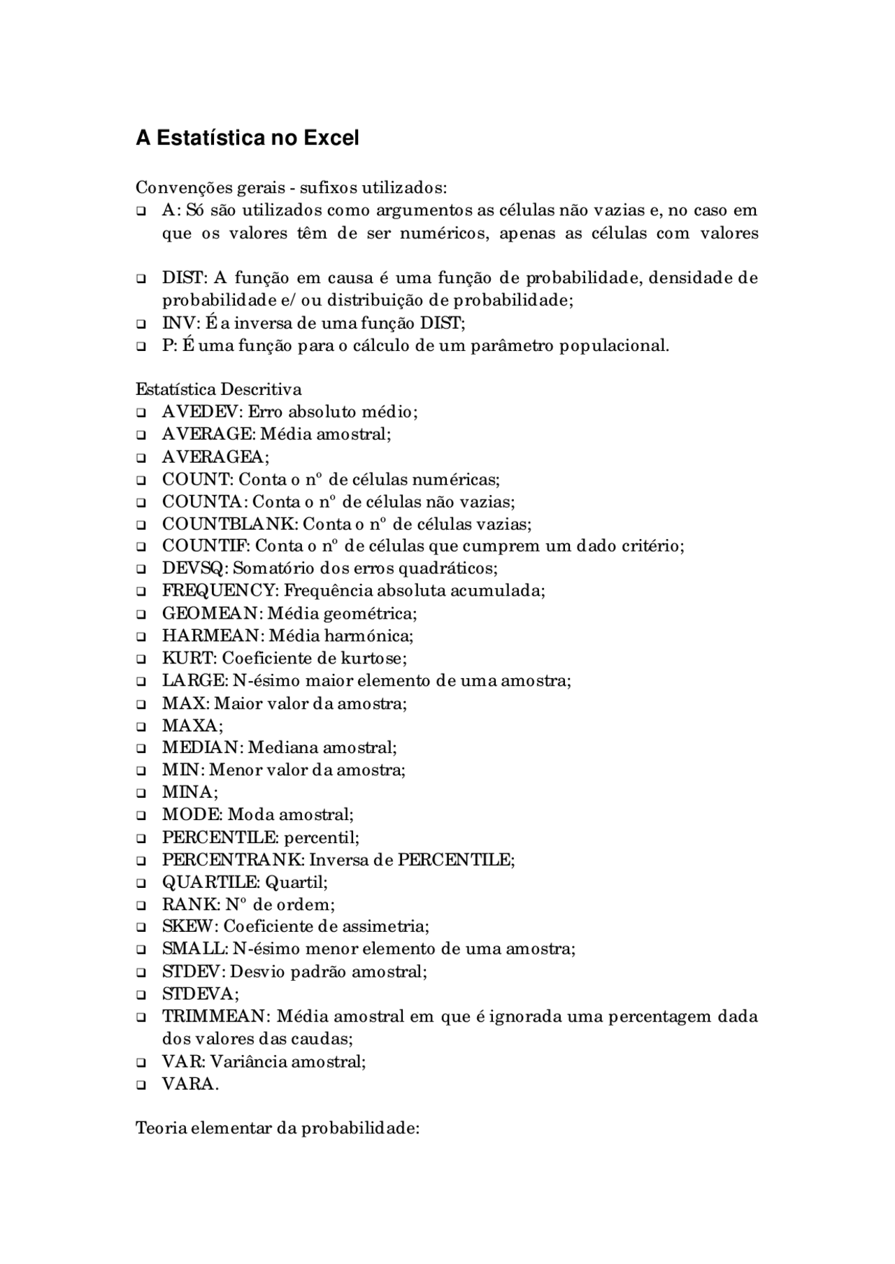 Estatística No Excel Estatística Utilizando A Ferramenta Do Excel