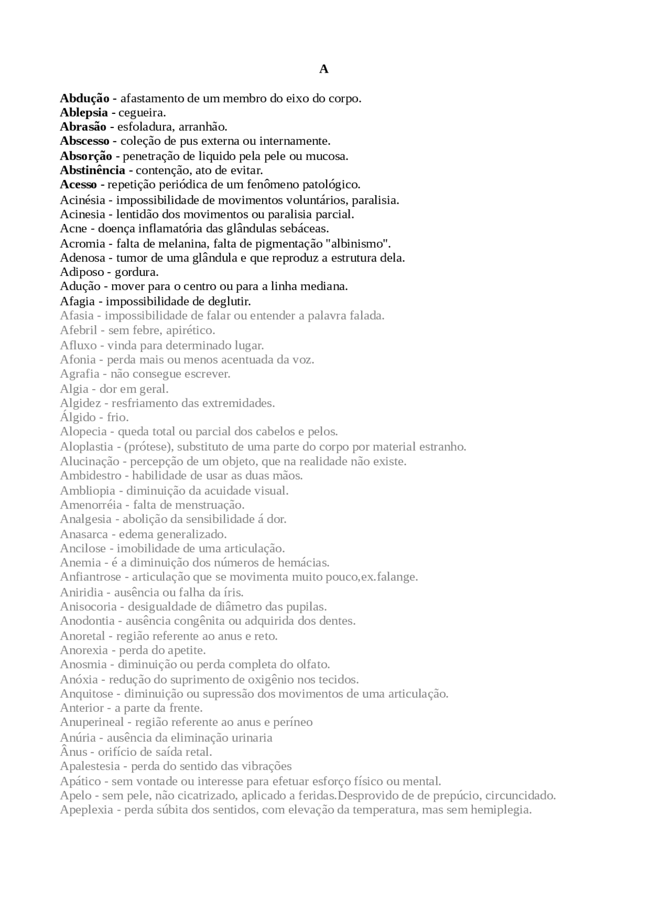 Terminologias - Terminologias de A a Z, com prefixos e etc | Docsity