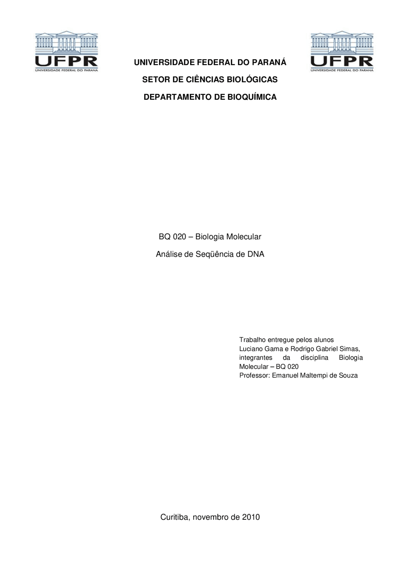 Biomol Pronto Trabalho De Biomol Biotec Ufpr Docsity