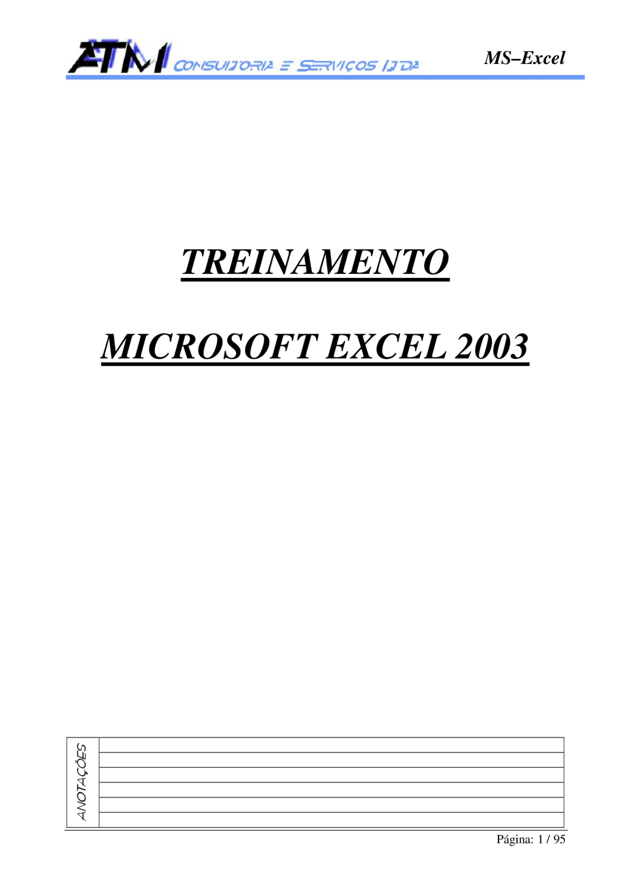38 Apostila Do Microsoft Excel2003 Versão 3 Compactada Curso De