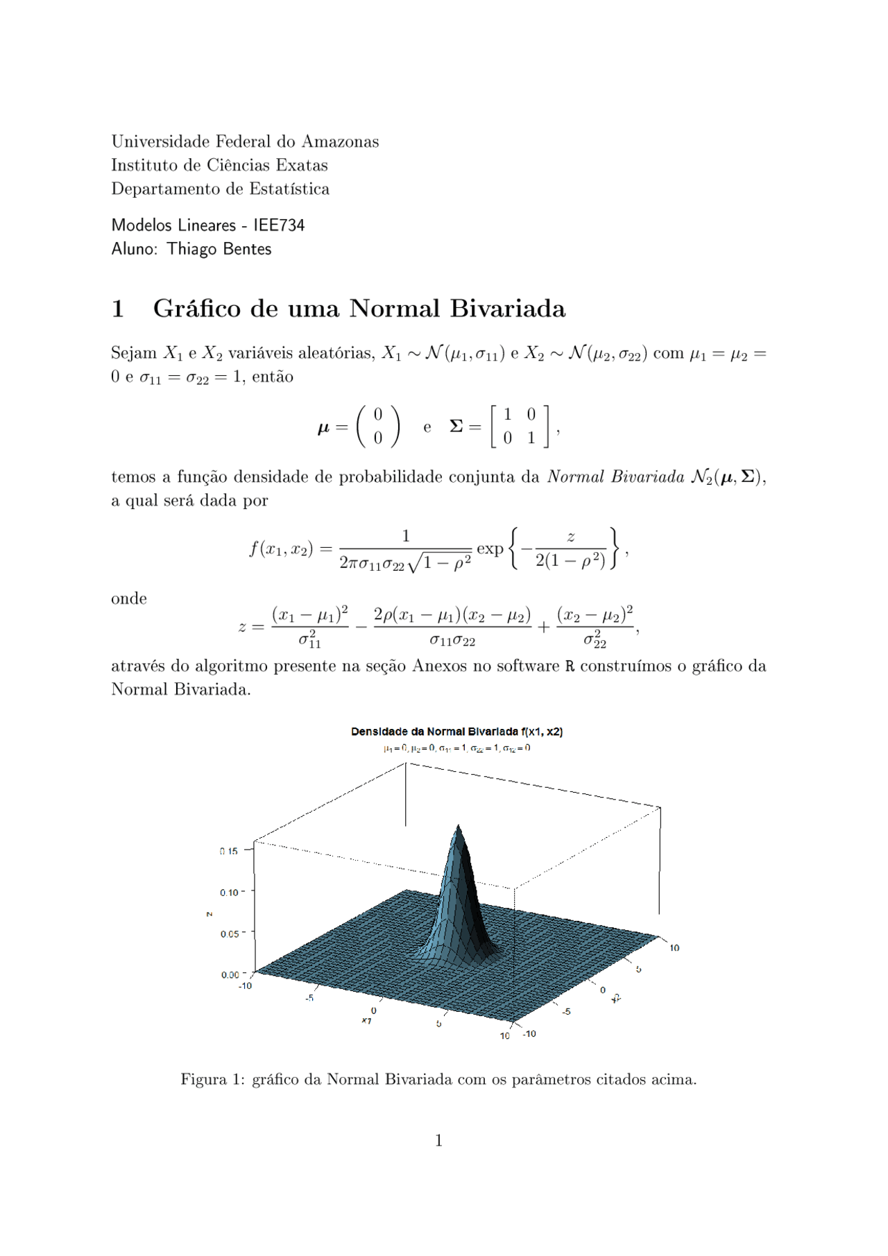 Modelos Lineares - Distribuição Normal Bivariada - Desenvolvimento do ...