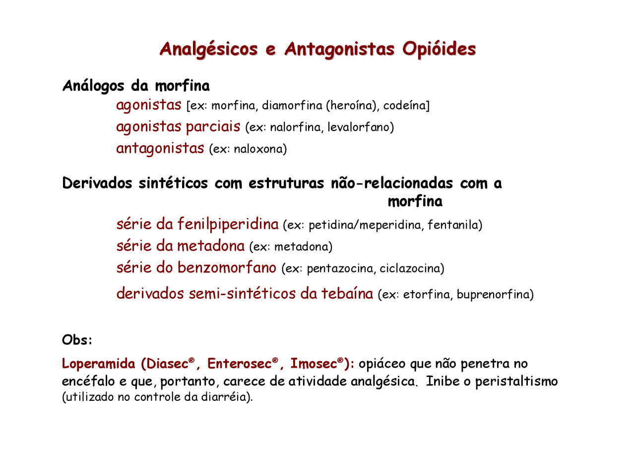 Analgésicos Opióides Farmacologia Docsity
