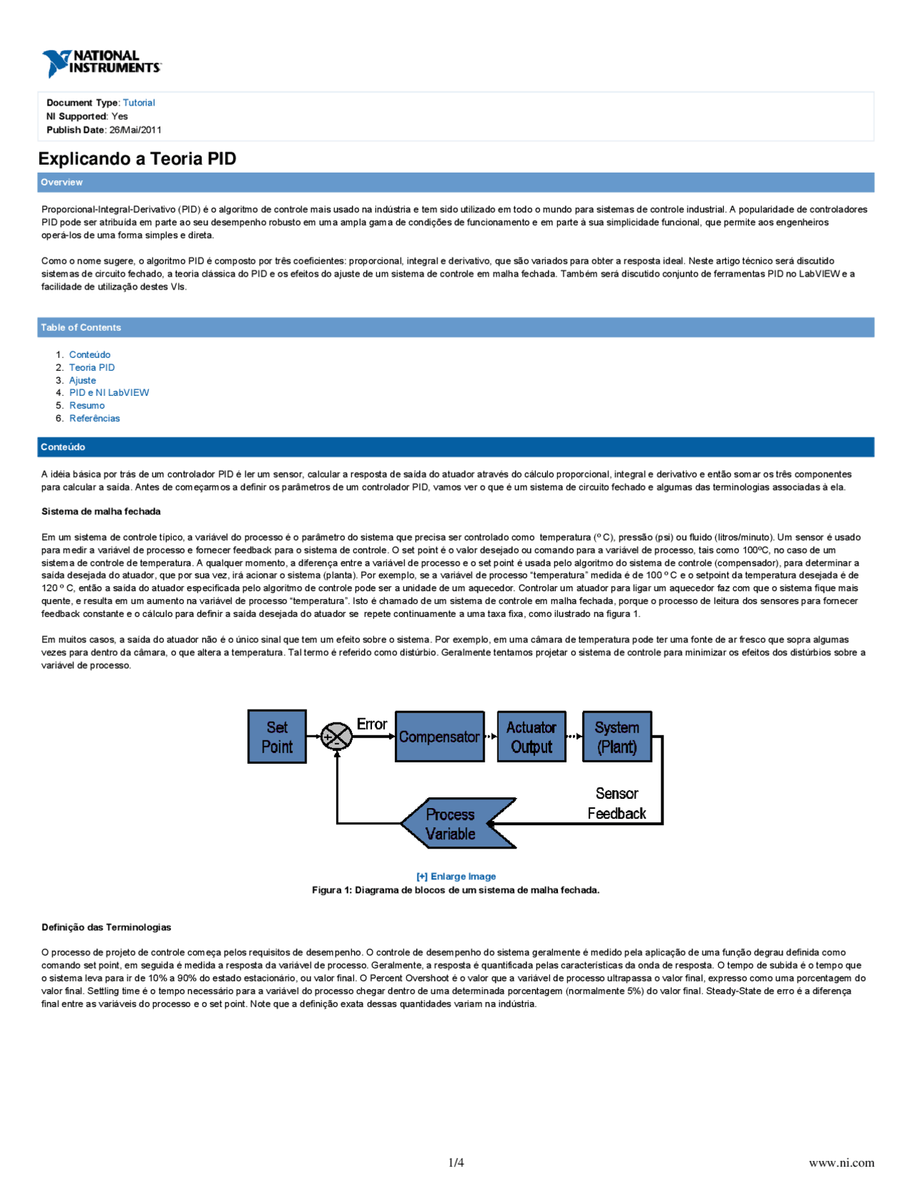 NI - Tutorial - 12951 - Artigo da National Instruments sobre PID - Docsity