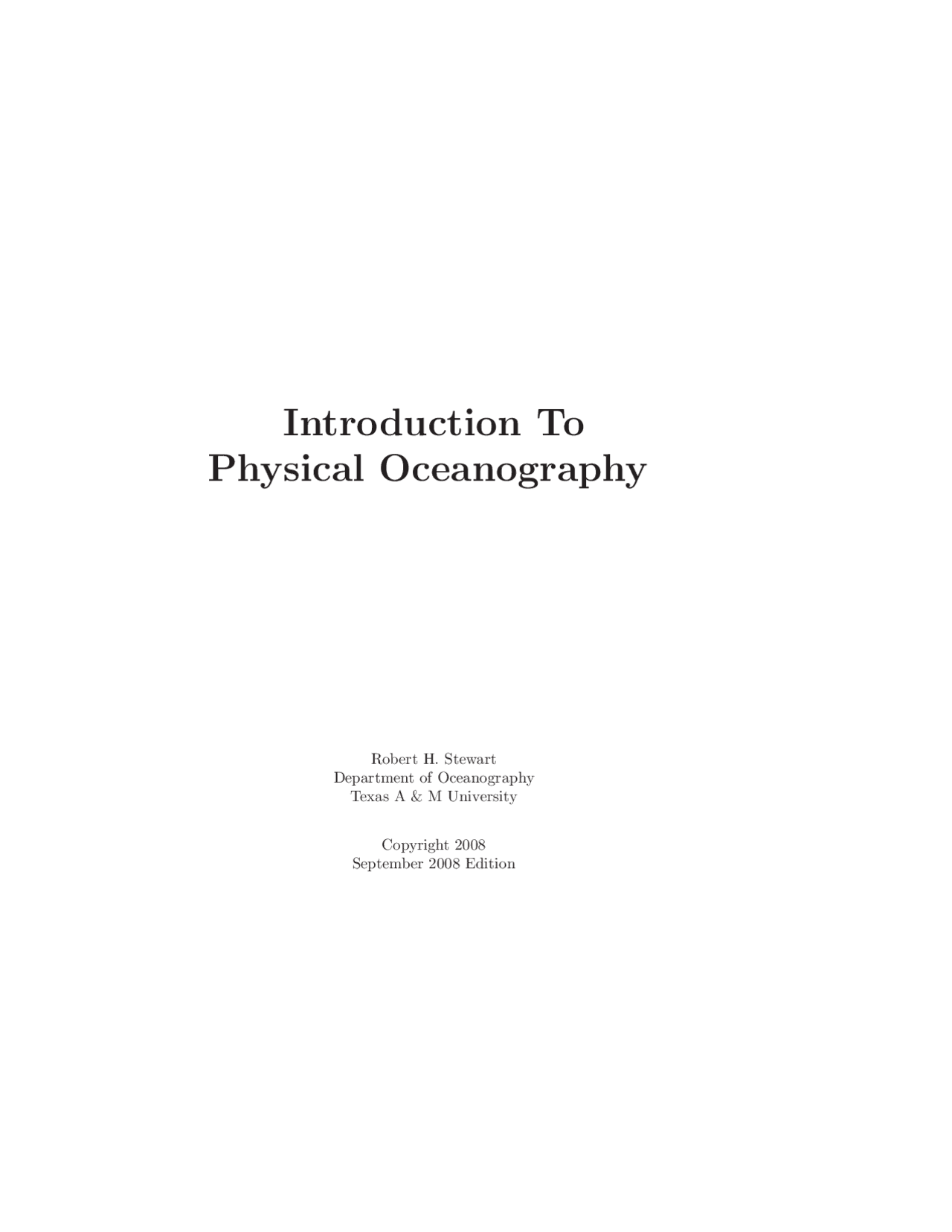 Book Introduction To Physical Oceanography Para Quem Precisa