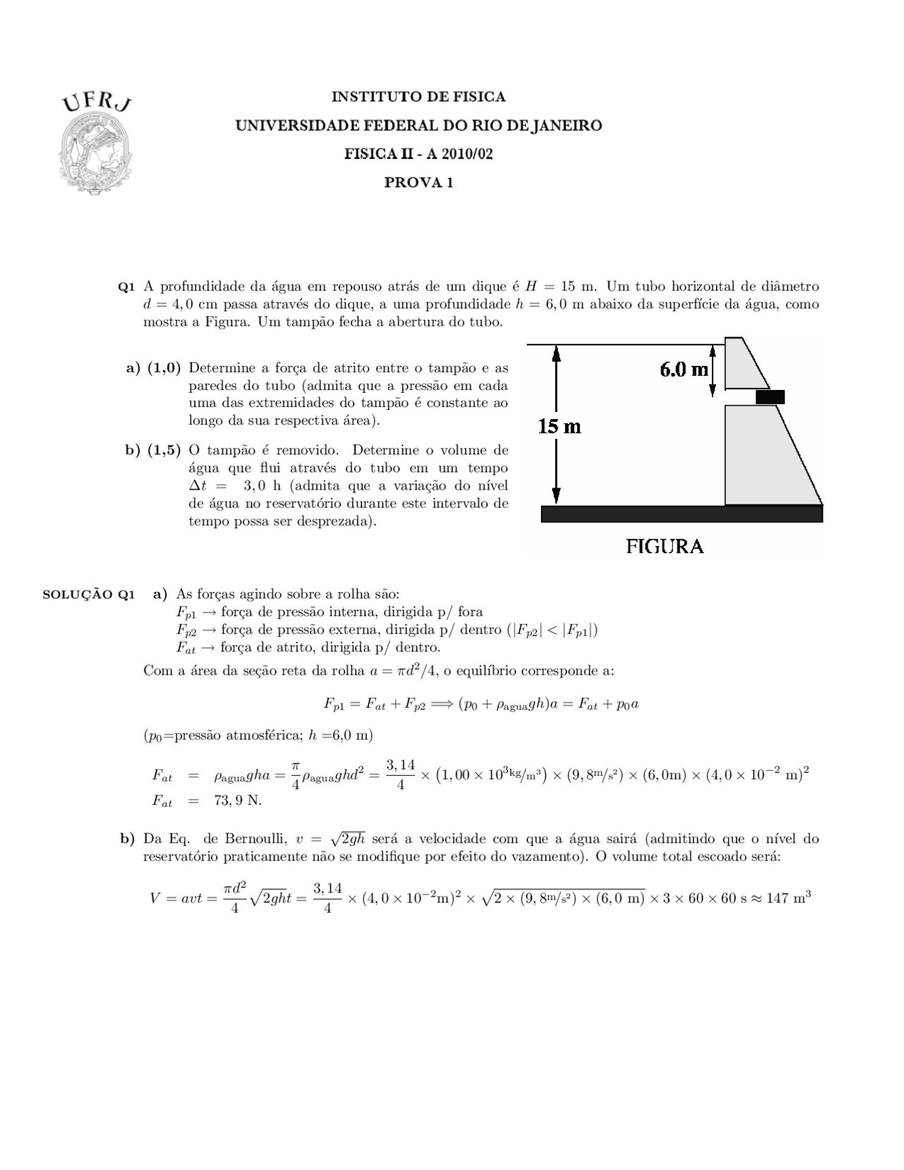 Fisica 2 Ufrj 20102 Gabarito P1 Prova Fisica 2 Ufrj 20102 P1 Docsity