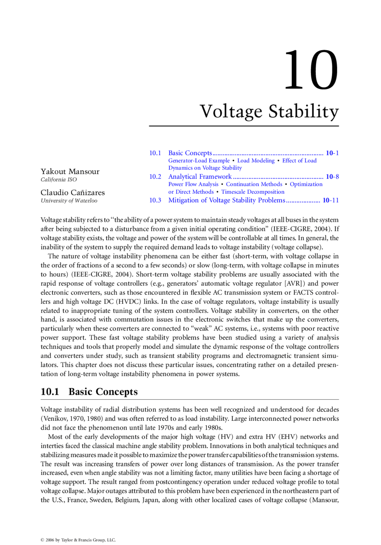 Voltage Stability - Electric Power Generation, Transmission, and ...