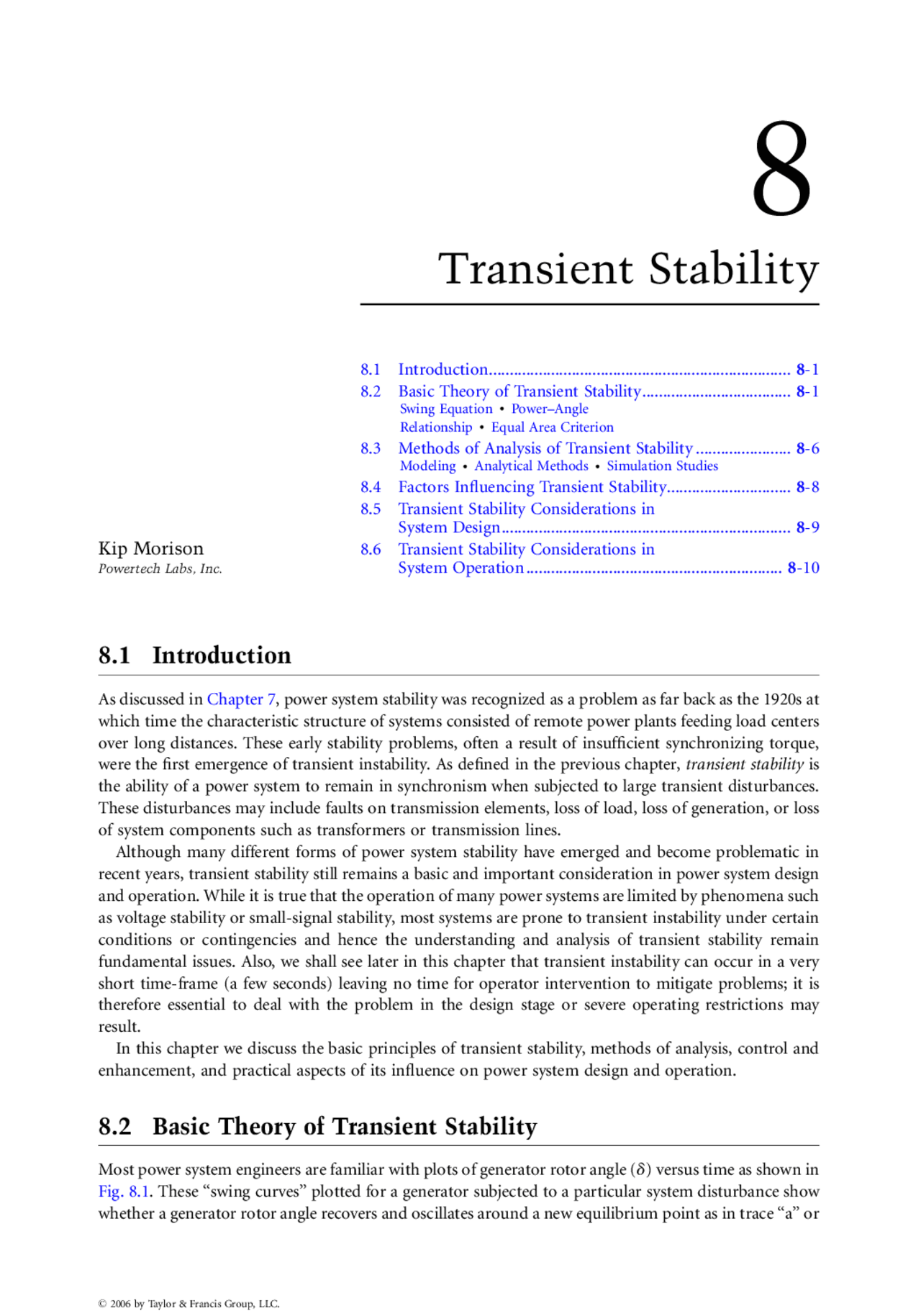 Transient Stability - Electric Power Generation, Transmission, and ...