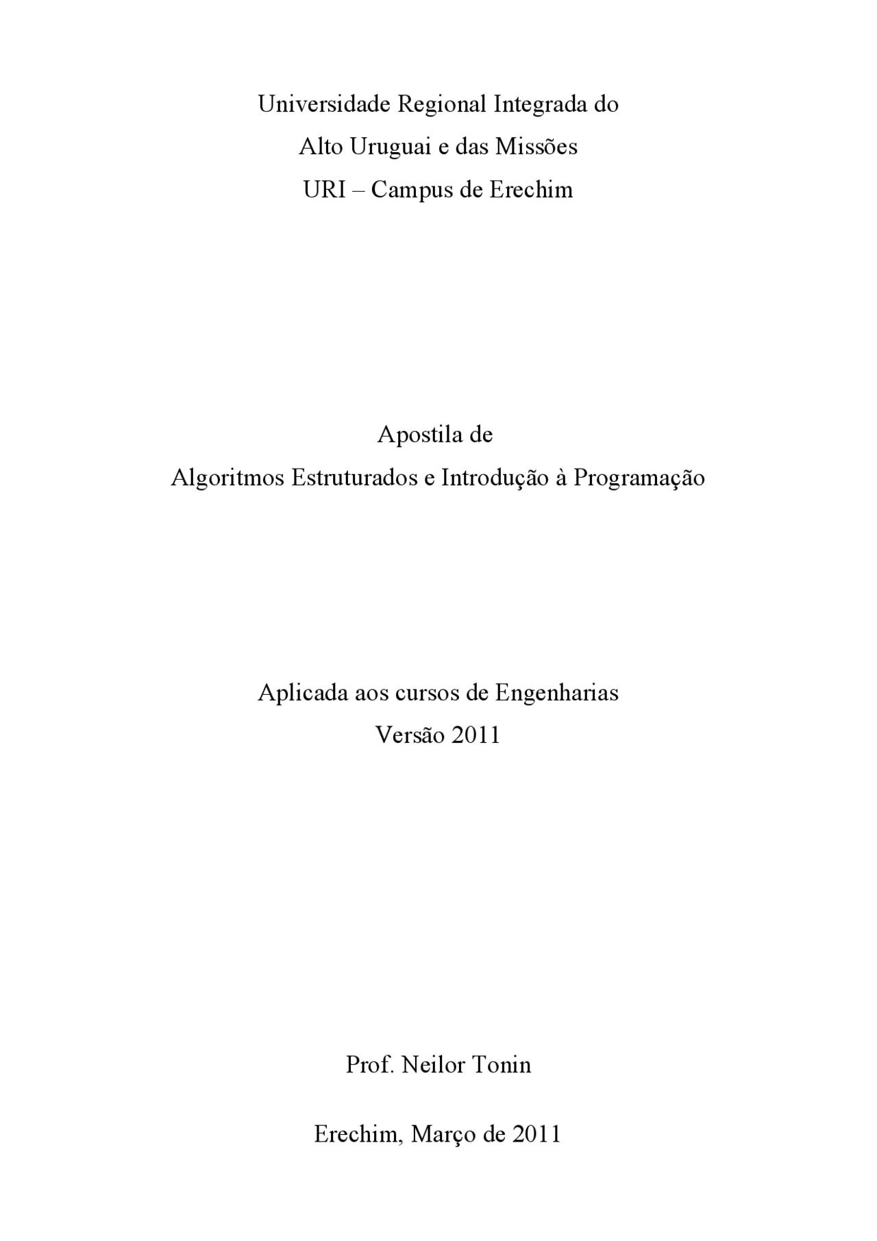 Apostila De Algoritmos Engenharias 2011 Logaritmos E Introdução A