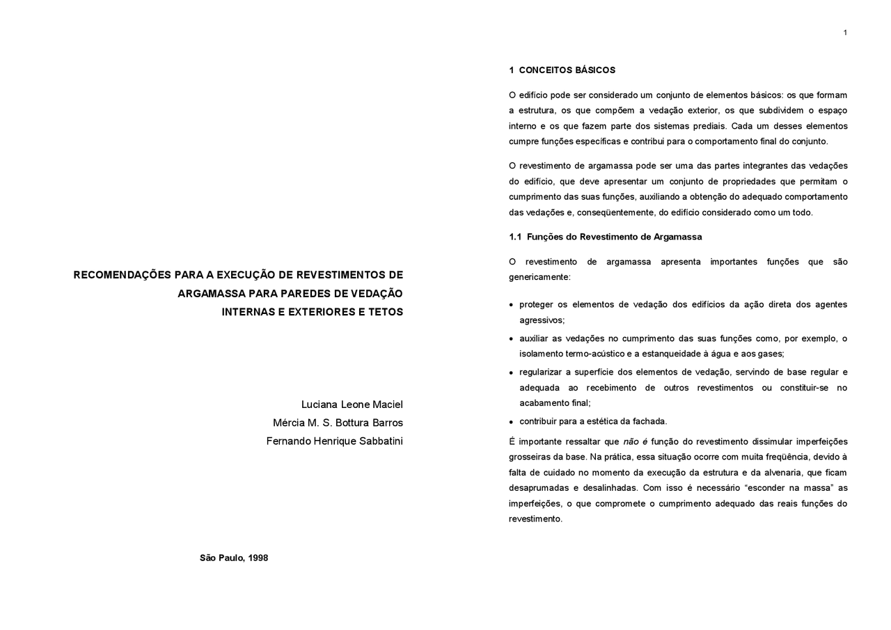 Argamassas Execução De Revestimentos Docsity