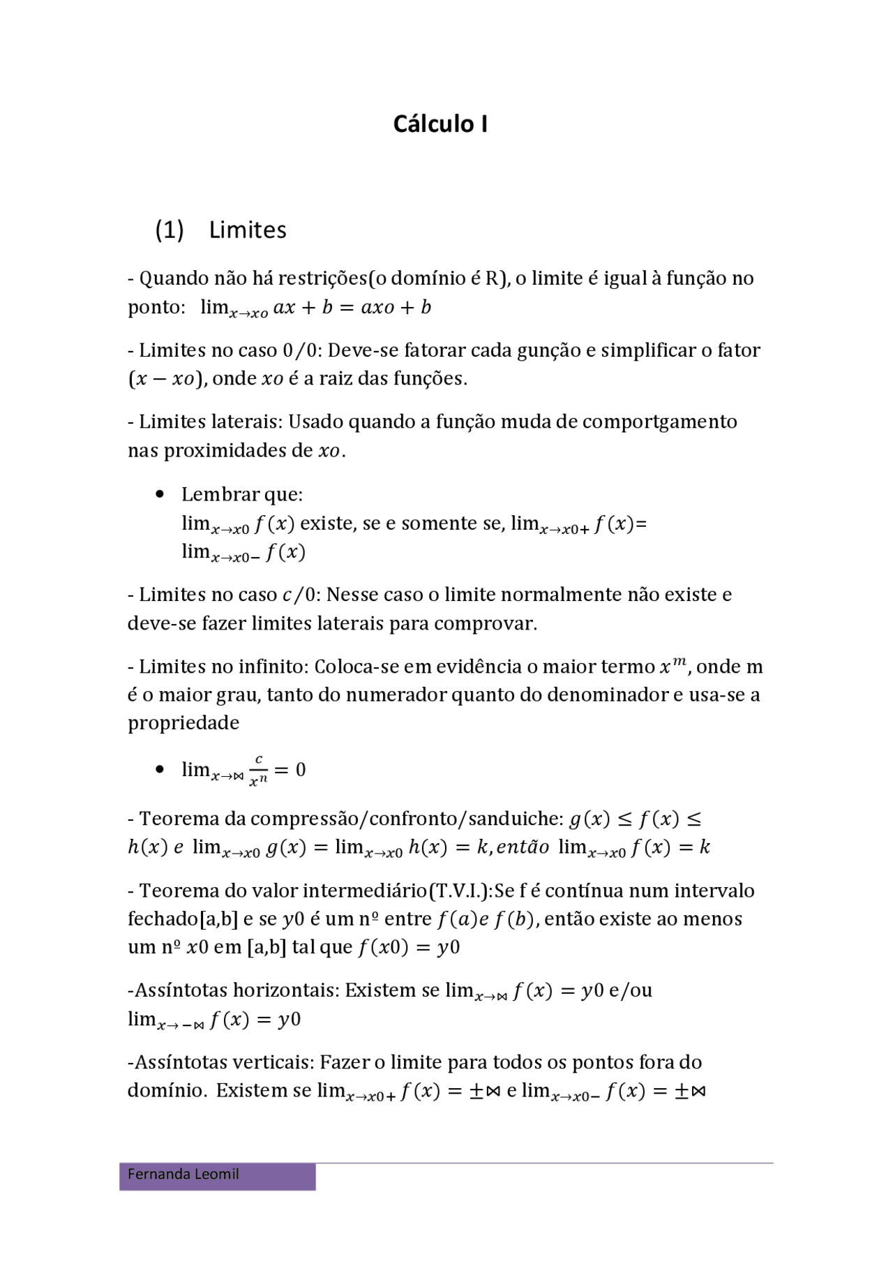 14795348 Resumo Calculo I Resumo Calculo I Docsity