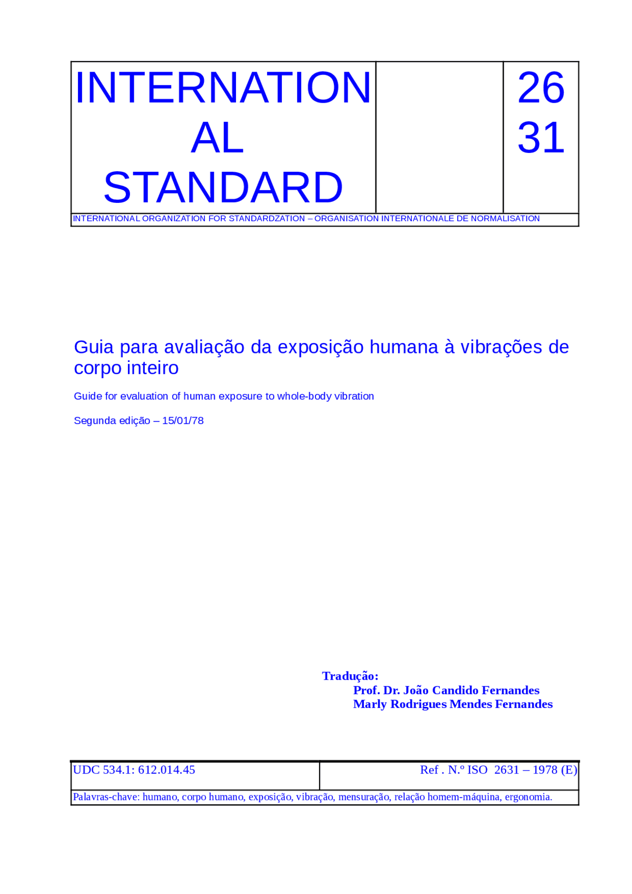 ISO 2631 Exposição à Vibrações - Para agente Vibração - Docsity