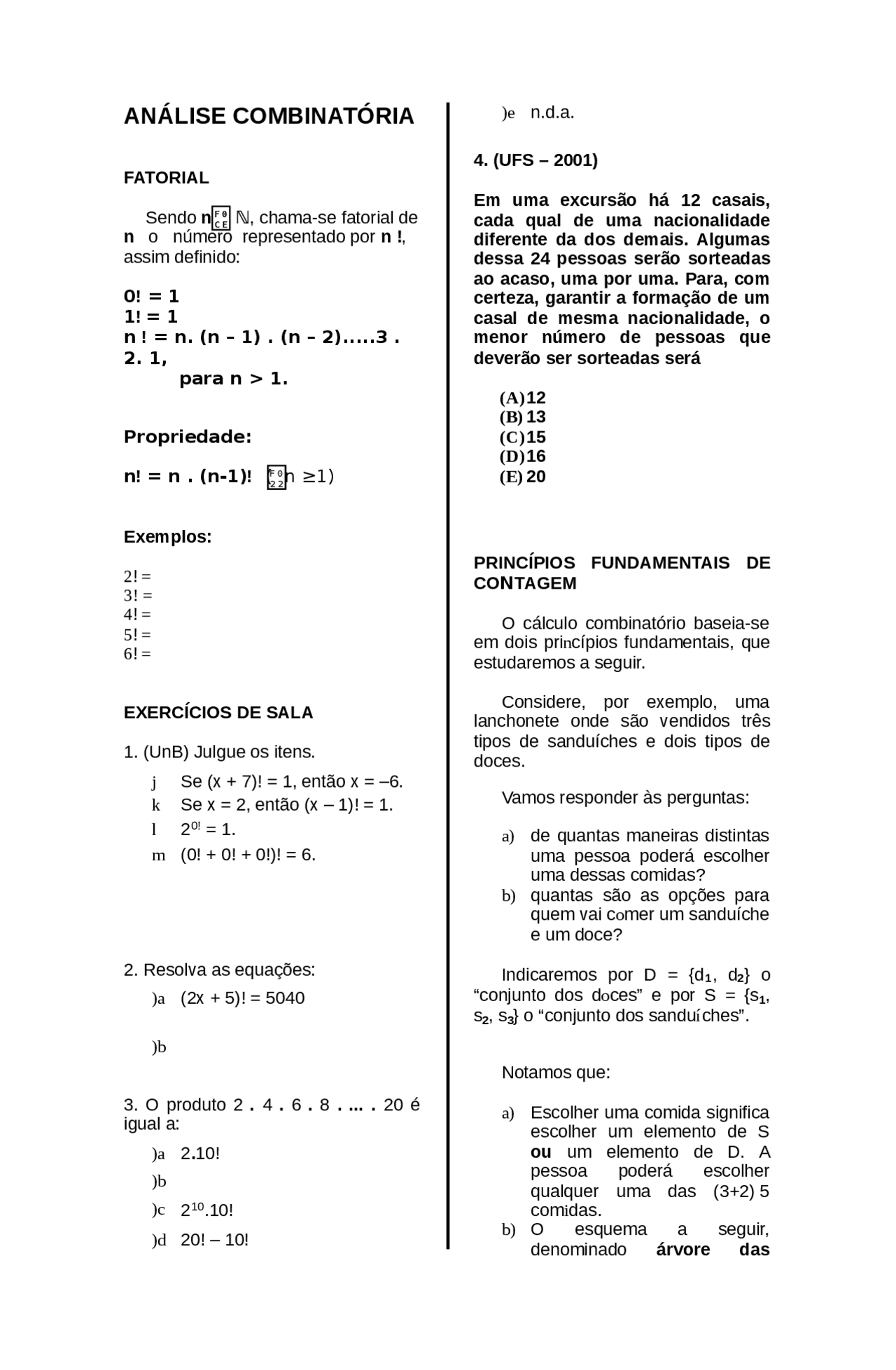 Análise Combinatória Matematica Docsity