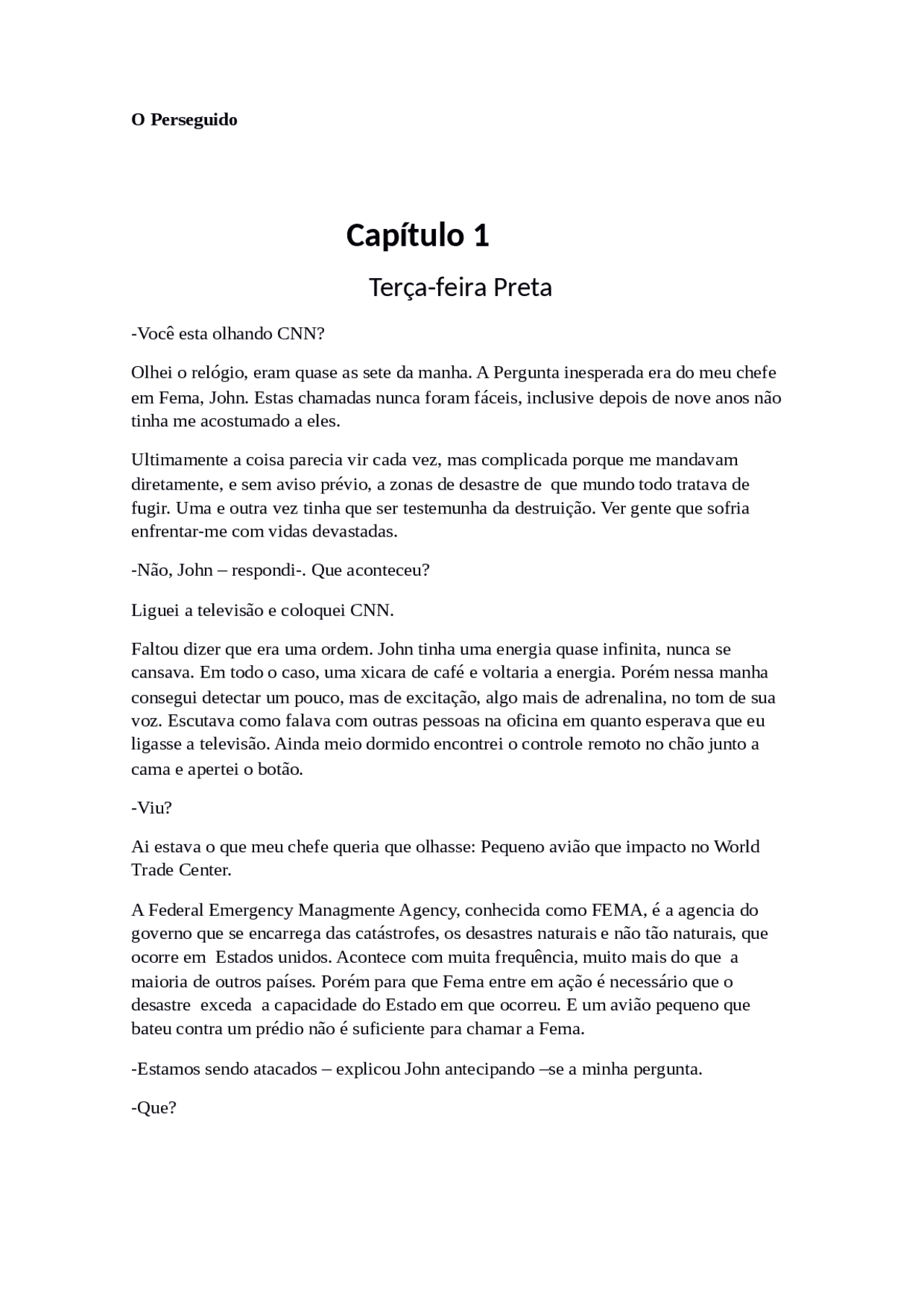 O perseguido 1 - Livro o Perseguido - Docsity