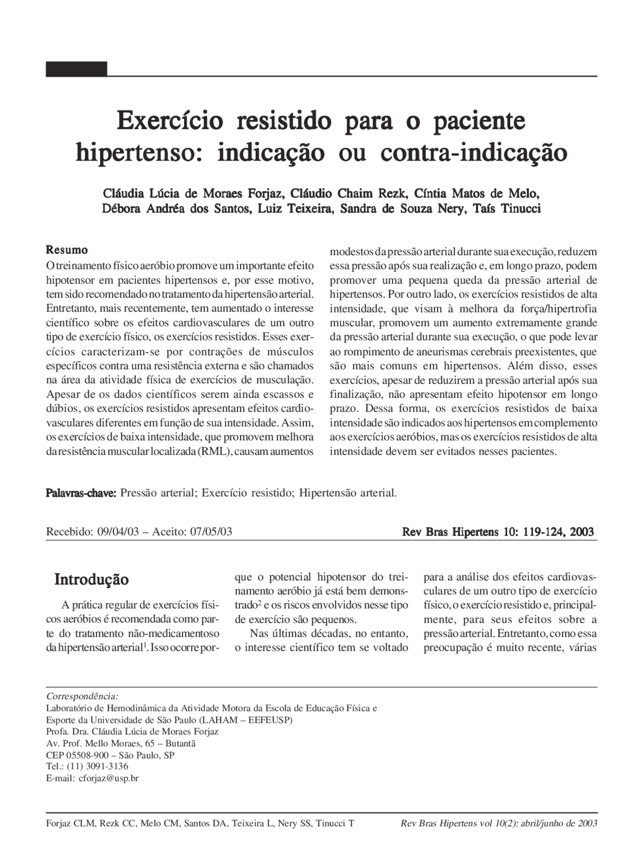 Efeito do exercicio resistido em hipertensos - O treinamento físico ...