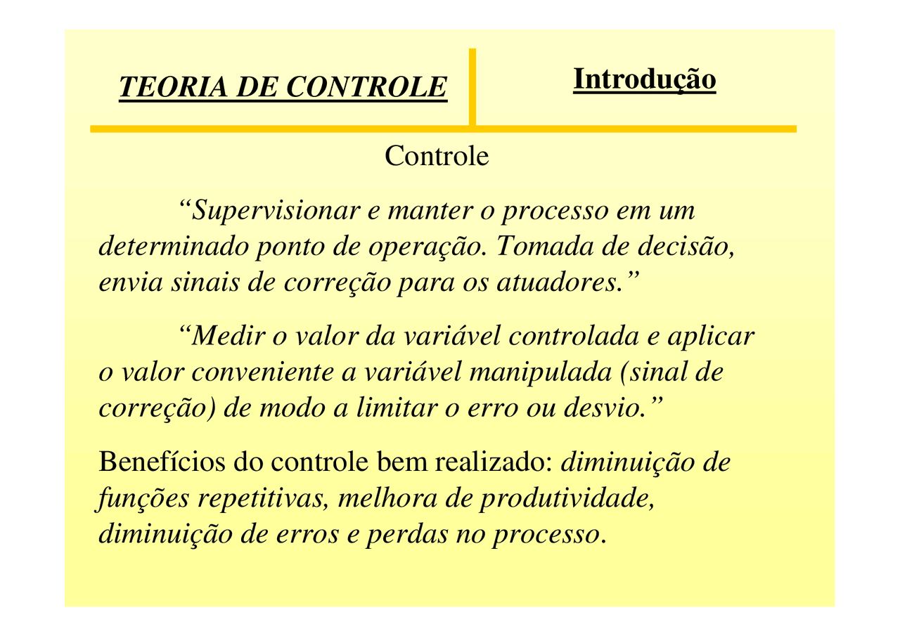 Teoria do Controle - teoria de controle - Docsity