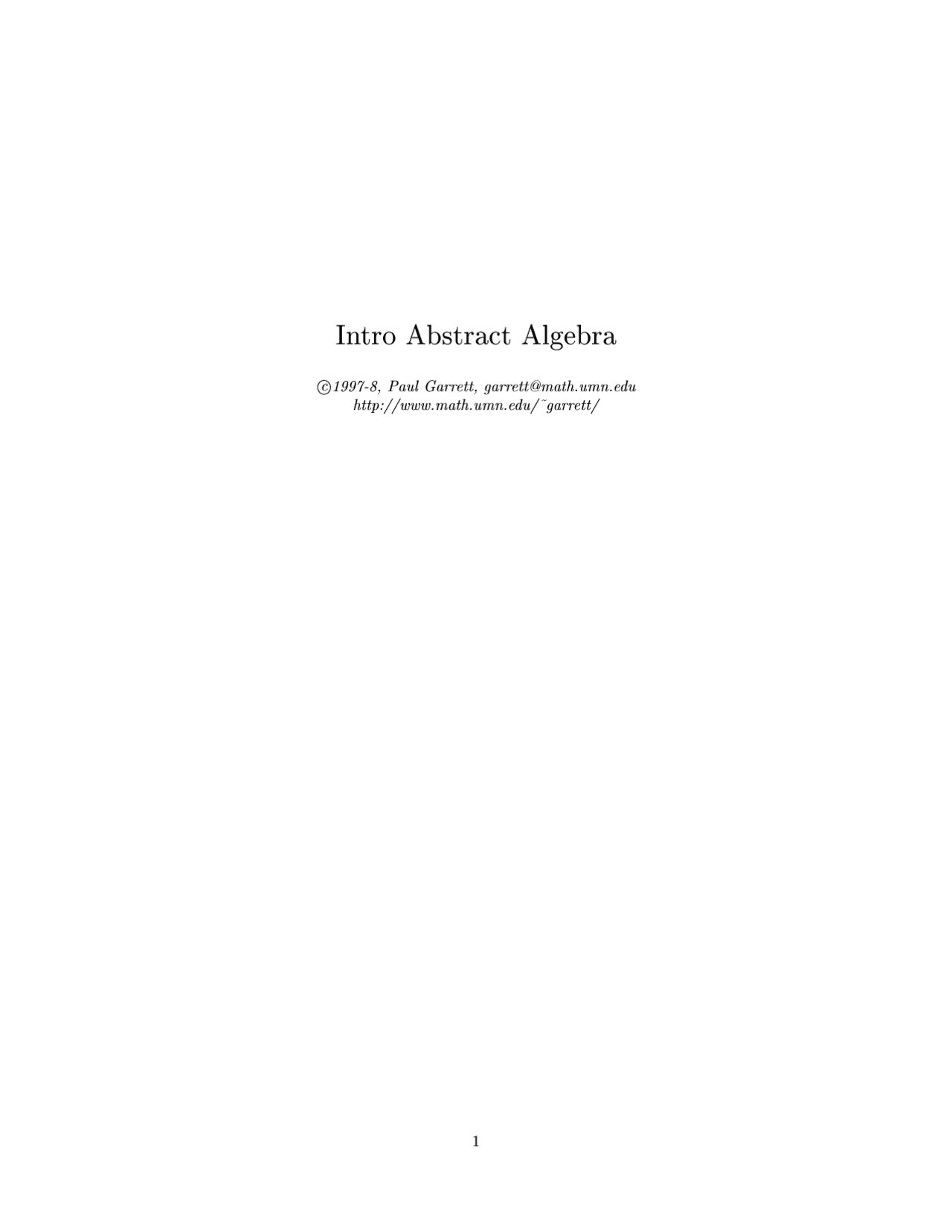 Intro Abstract Algebra - Apostila de Algebra Abstrata Autor Paul Garrett Sumário (1) - Docsity