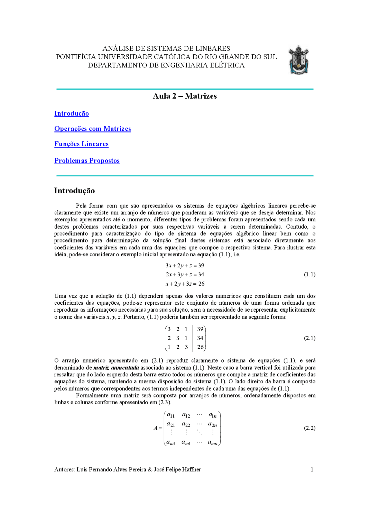 Apostila Análise De Sistemas Lineares Pucrs Aula02 Excelente