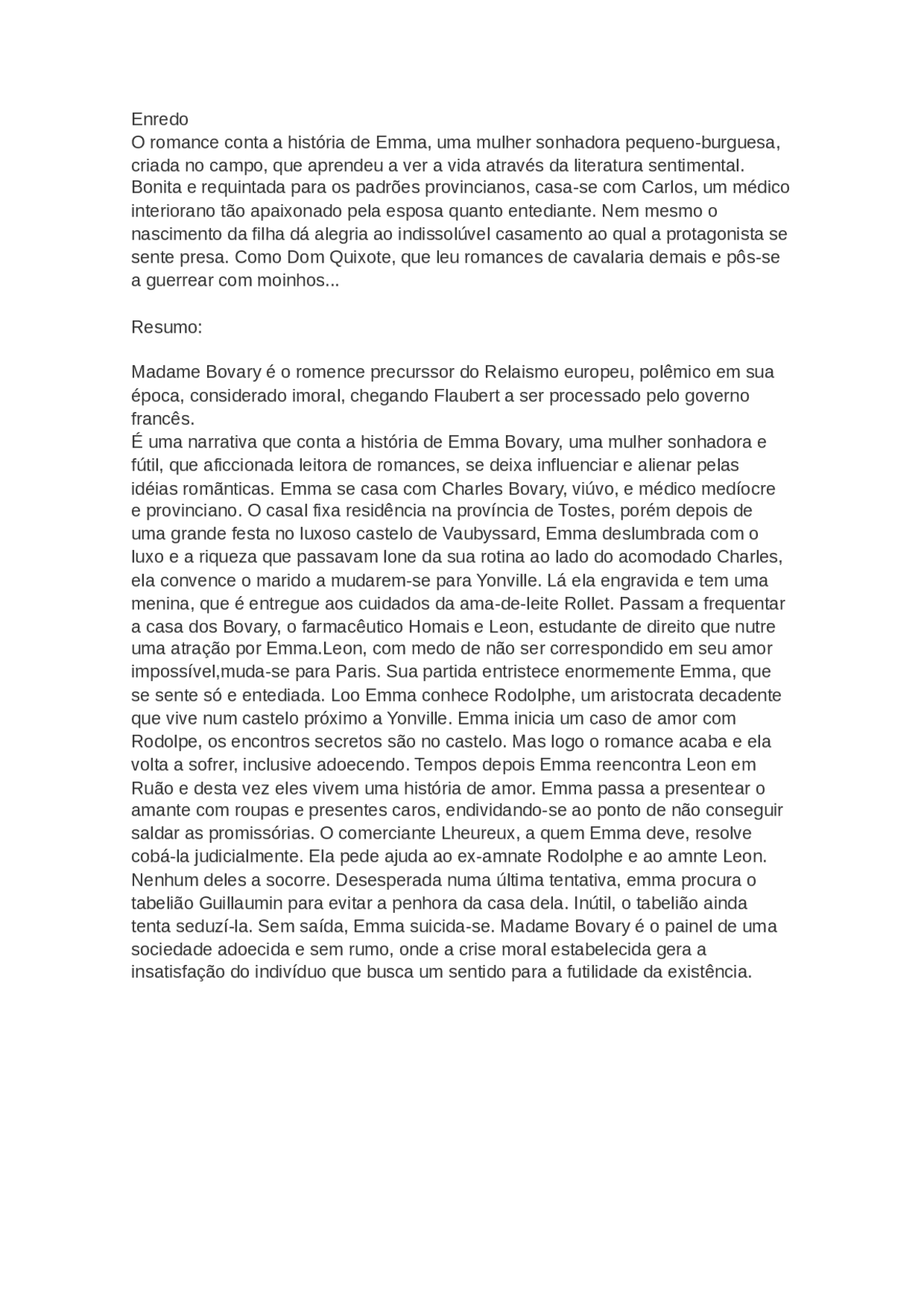 Enredo do livro madame bavry - é uma pesquisa q eu tinha feito para um ...