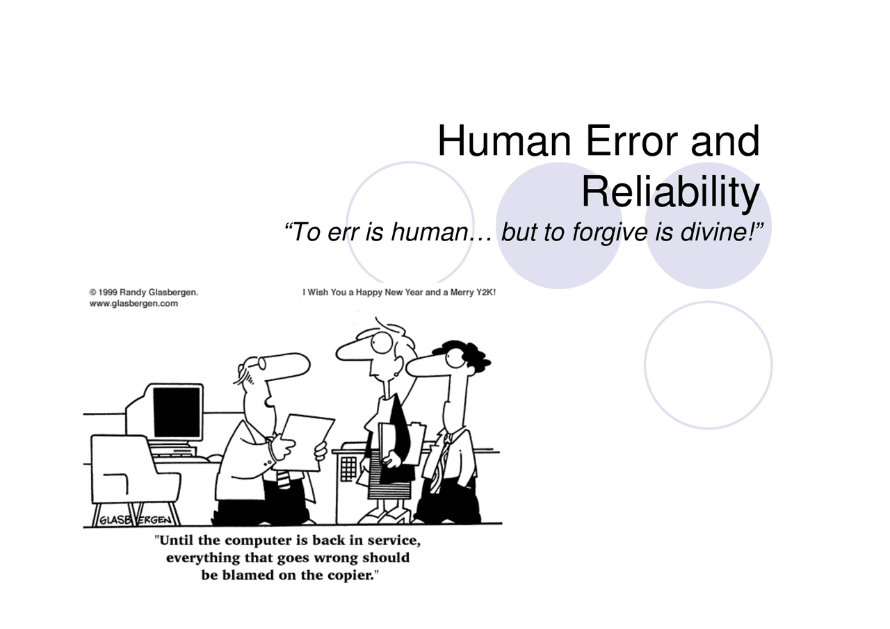 Human Error and Reliability - Erro Humano e confiabilidade - Docsity