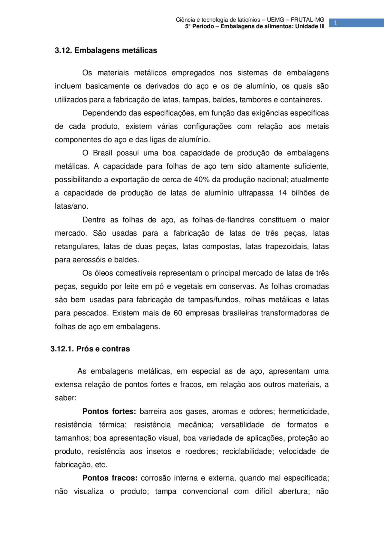 Embalagem Metálica Embalagem Metálica Docsity