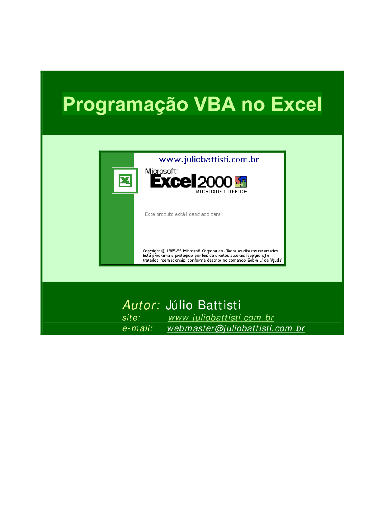 Julio Battisti Macros E Programação Vba No Excel Julio Battisti