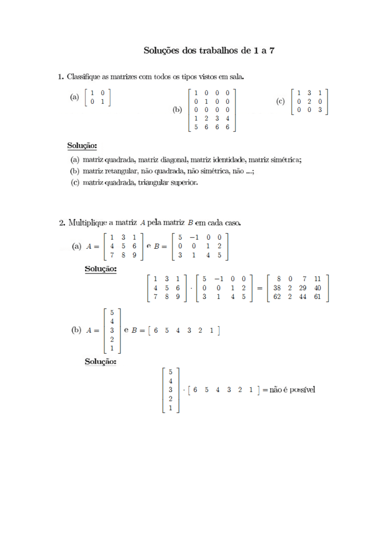 Soluções Dos Exercícios De álgebra Linear ExercÃ­cios Resolvidos De