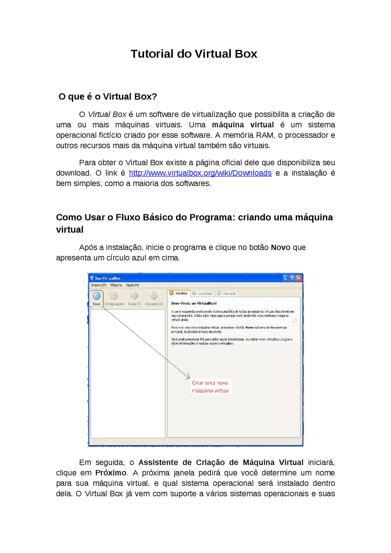 Tutorial Básico do Virtual Box - Ajuda Rápida - Docsity