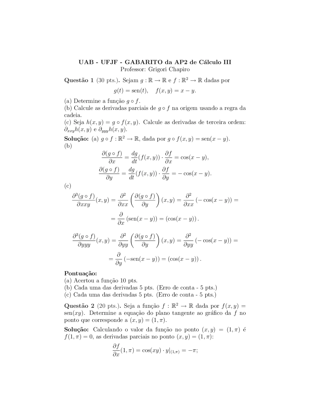 Prova De Cálculo Calculo Calculo Docsity