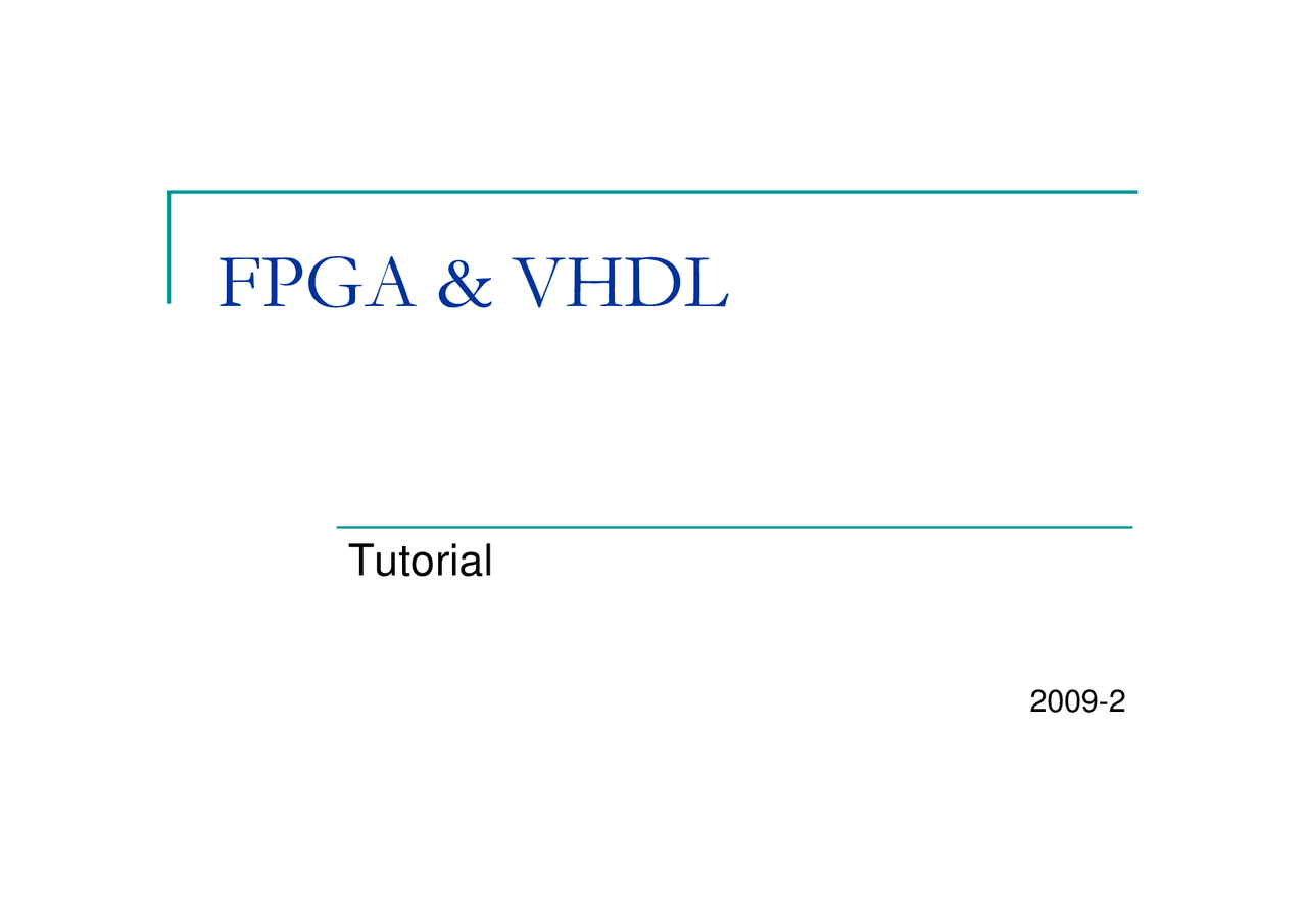 Aula Fpga Vhdl 2009 2 Aula De Fpga E Vhdl Docsity