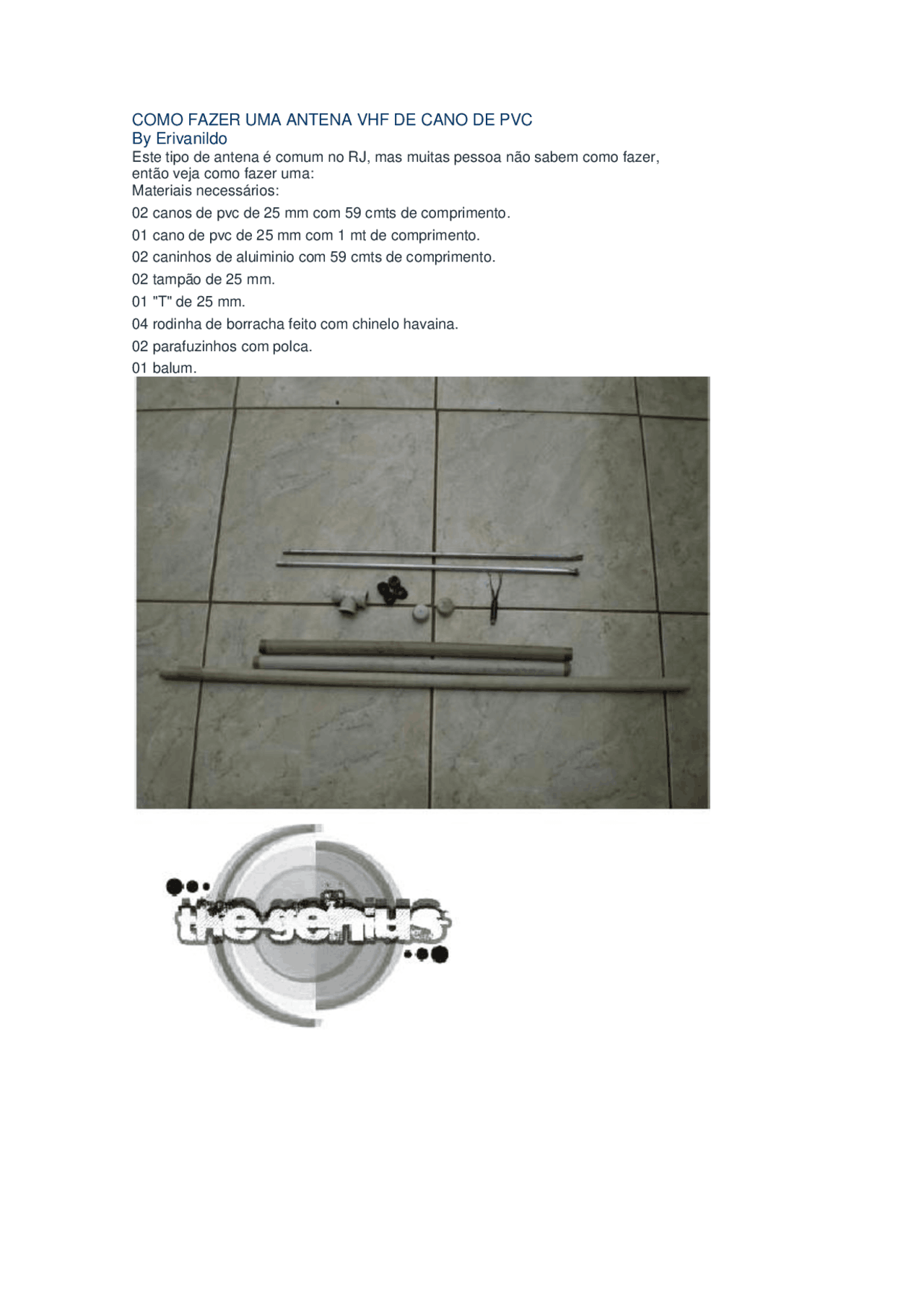 COMO FAZER UMA ANTENA VHF DE CANO DE PVC By Erivanildo - como montar ...