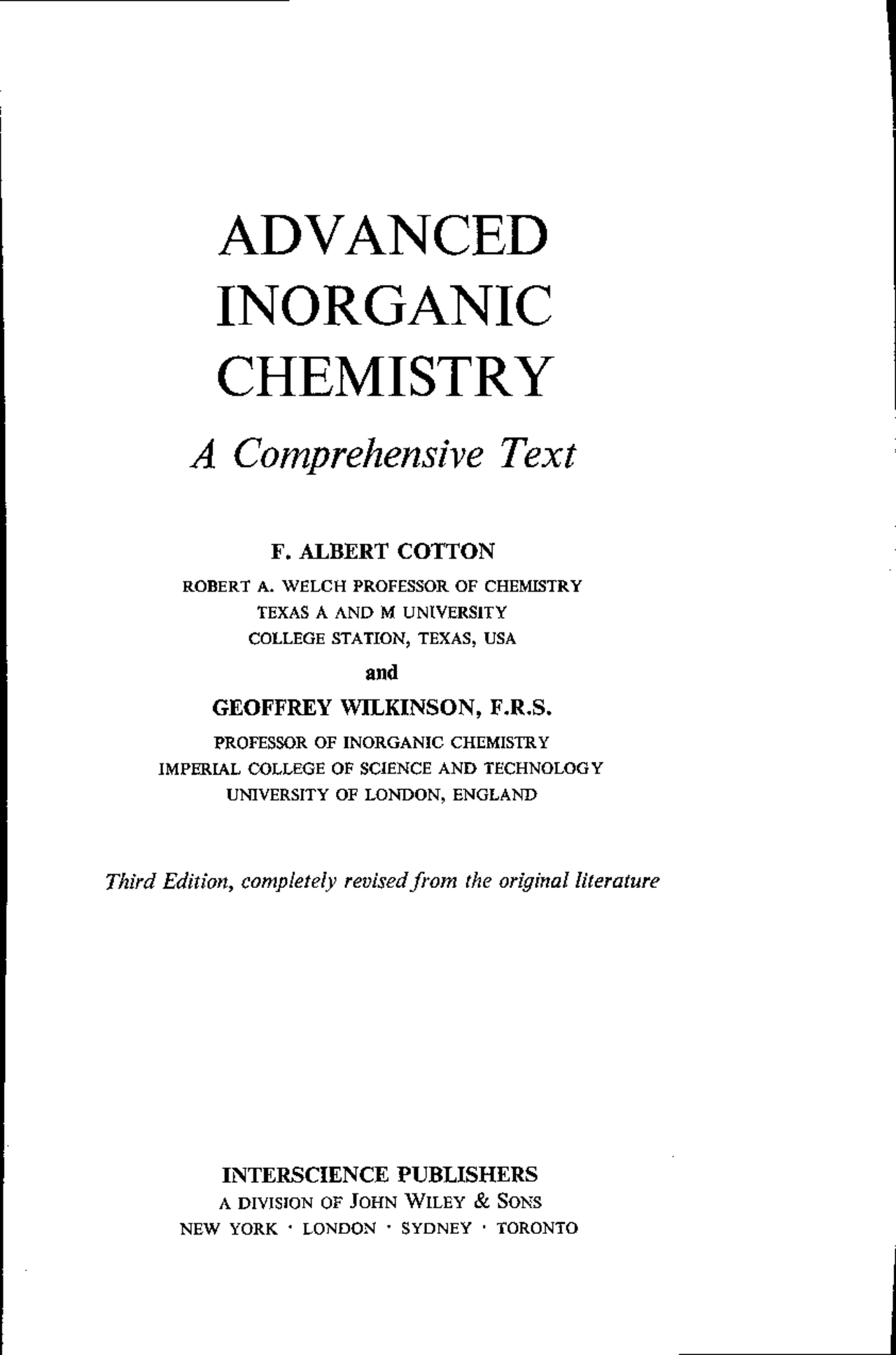 Advanced Inorganic Chemistry - Advanced Inorganic Chemistry - Docsity