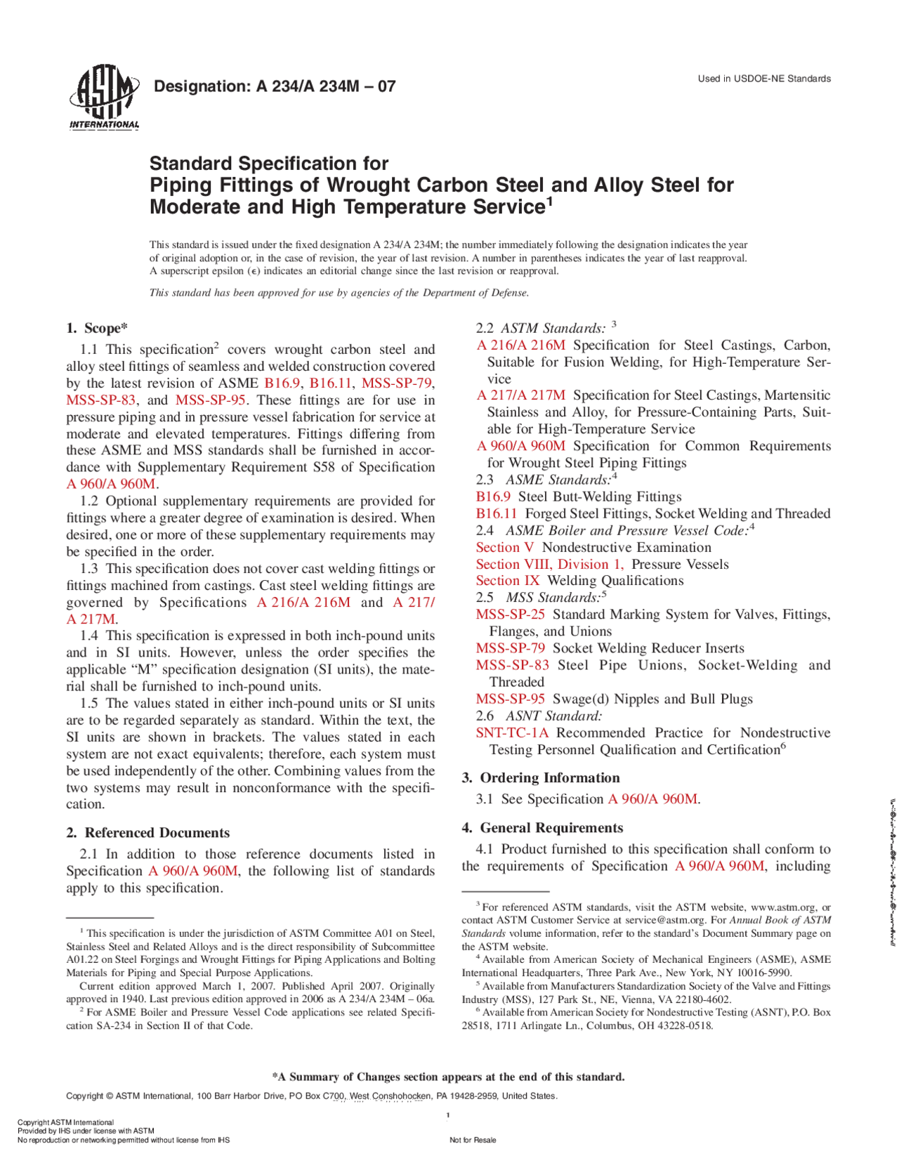 StandardSpeciﬁcationforPipingFittingsofWrou - Astm a234 - Docsity